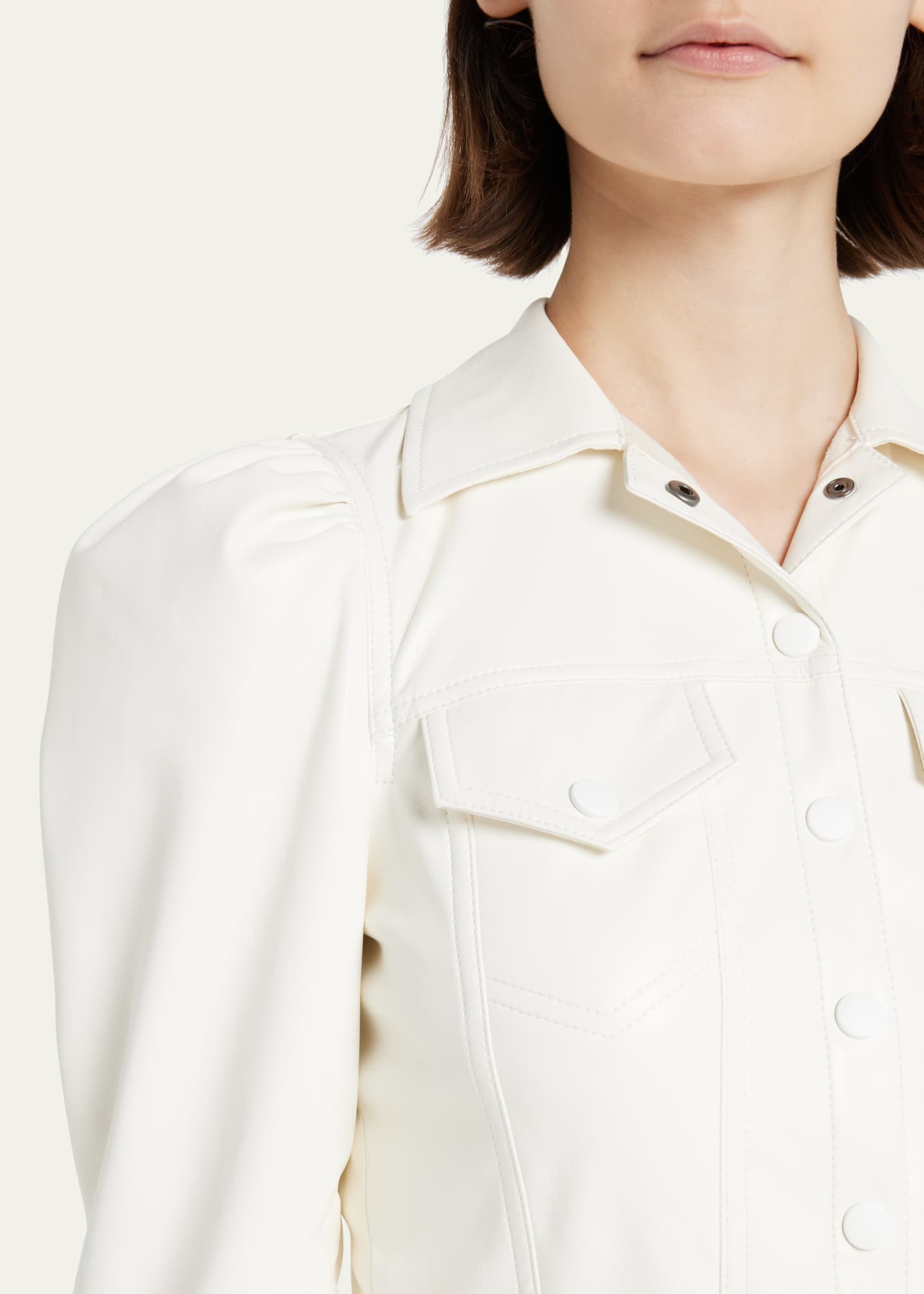 Alice + Olivia Magali Vegan Leather Puff-Sleeve Shirtdress - Bergdorf ...