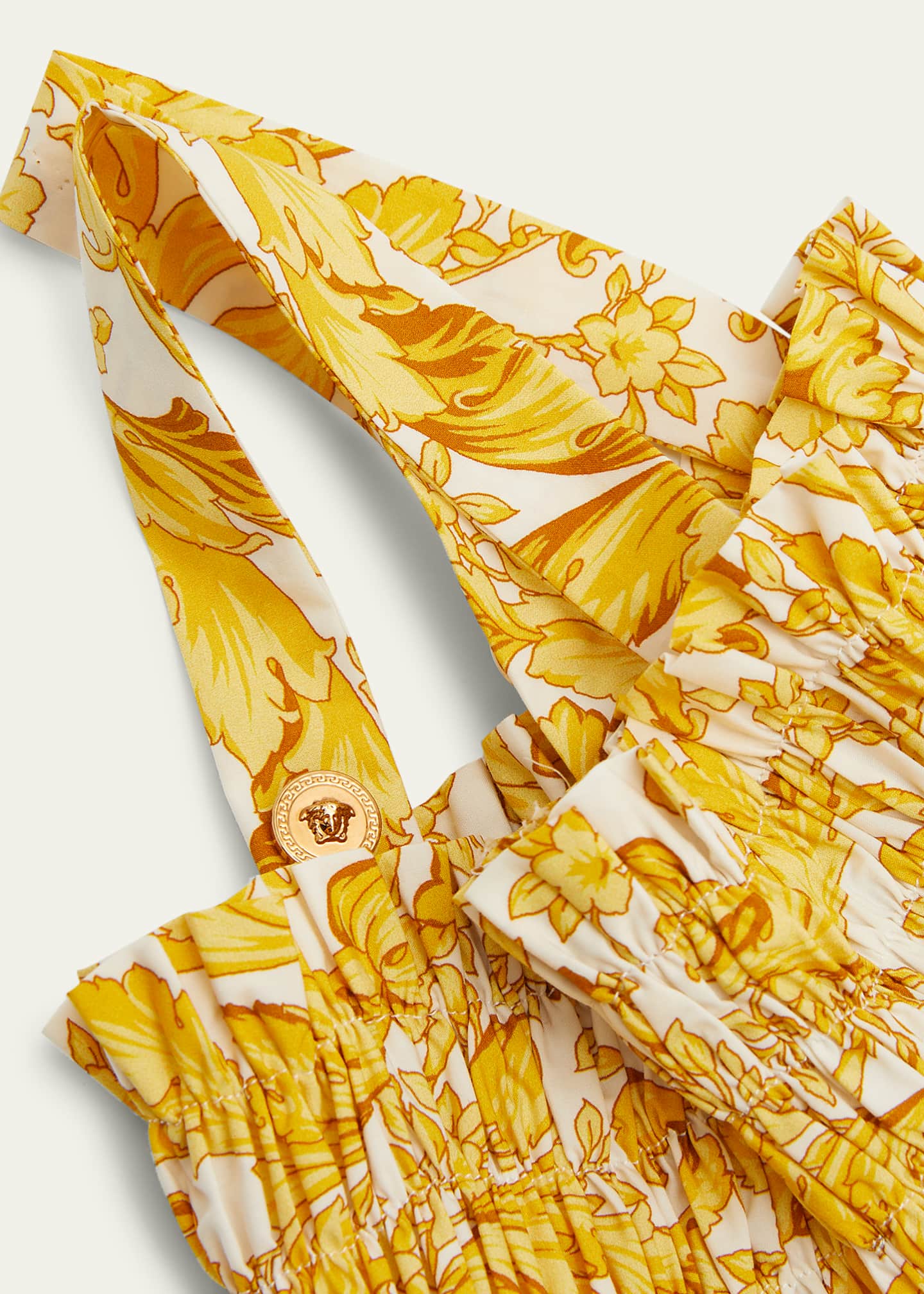 Versace Girl's Smocked Barocco Sundress, Size 4-6 - Bergdorf Goodman