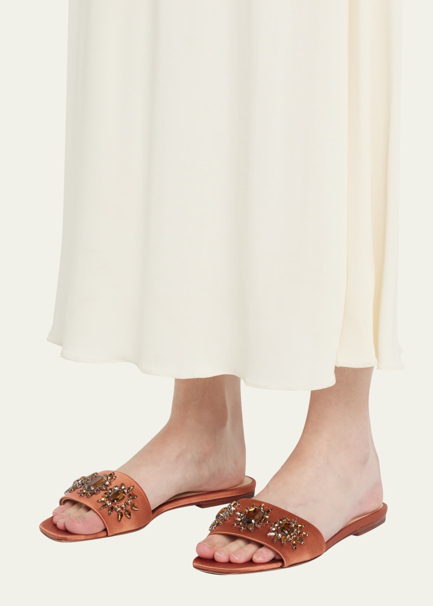 Veronica Beard Maggie Jeweled Flat Slide Sandals - Bergdorf Goodman