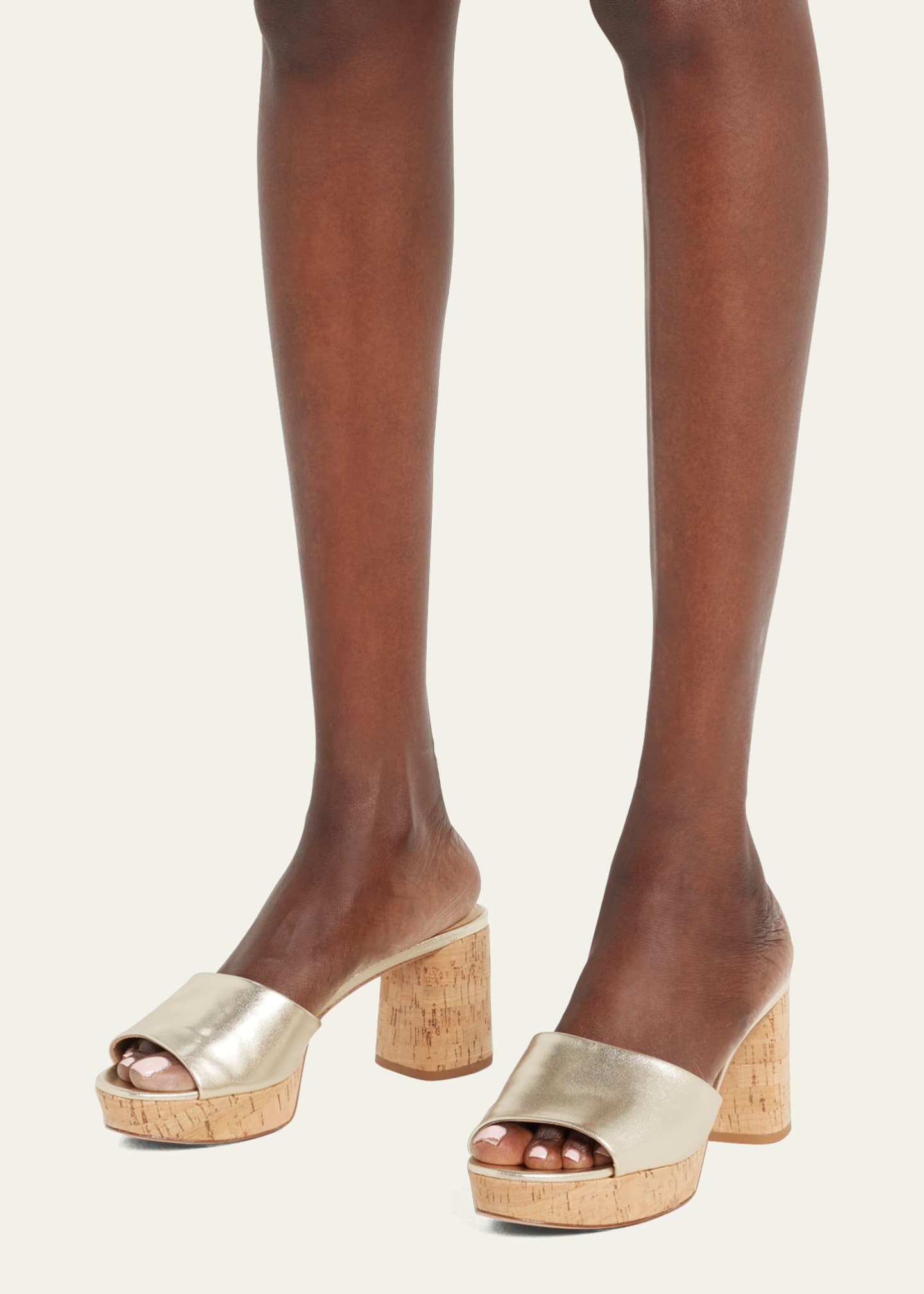 Veronica Beard Daliplatlow Metallic Cork Mule Sandals - Bergdorf Goodman