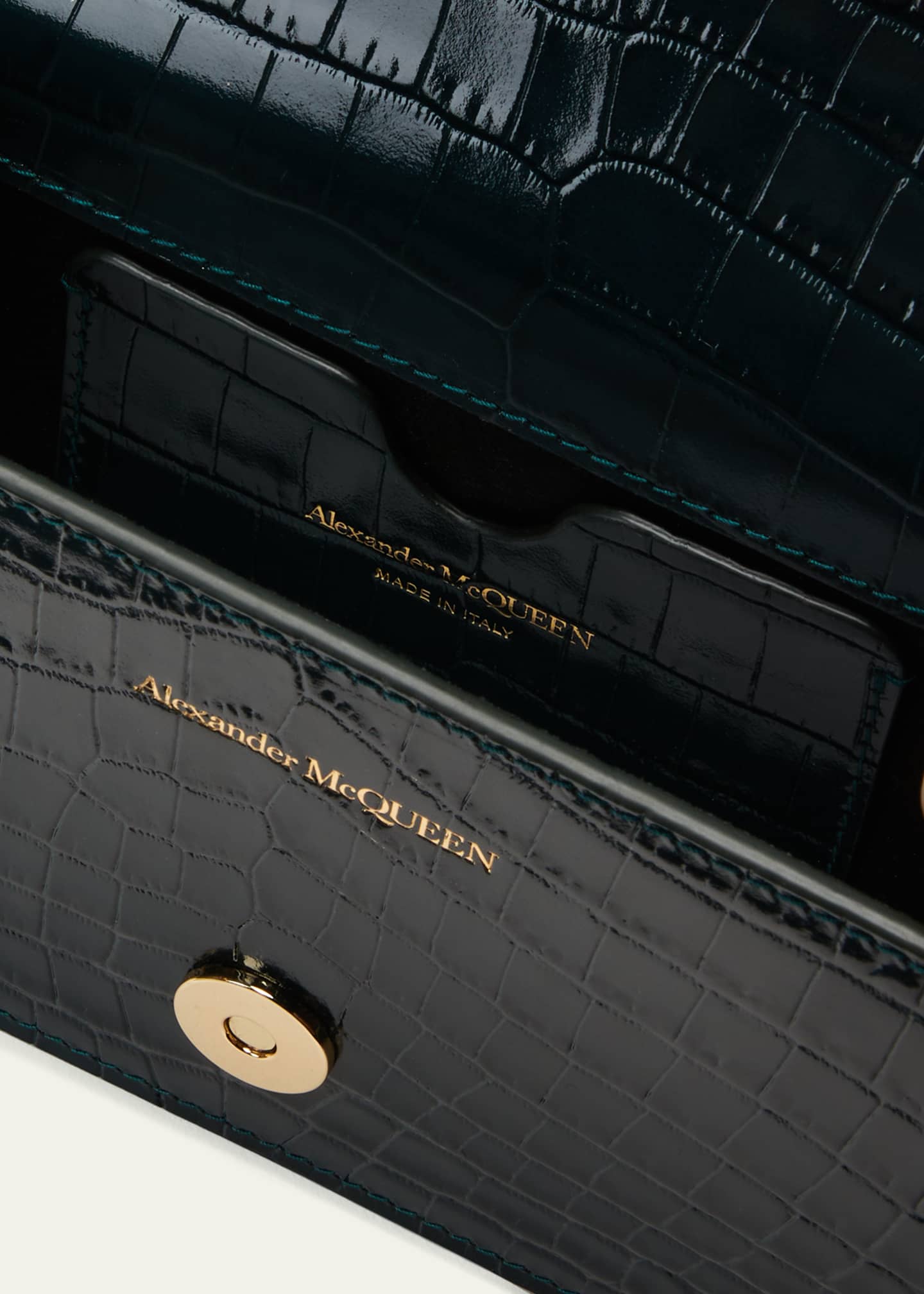 Alexander McQueen Mini Skull Jewel Croc-Embossed Crossbody Bag ...