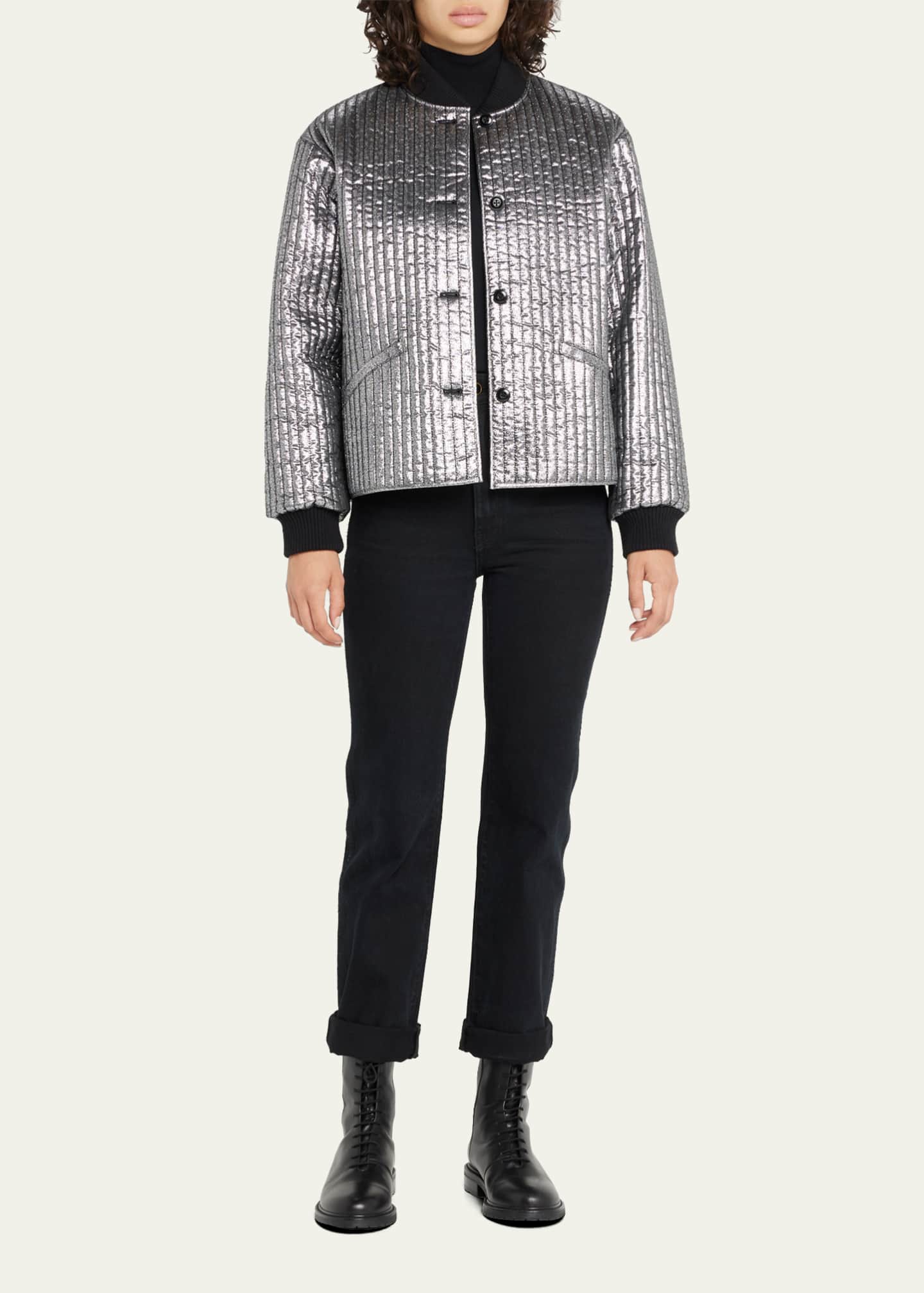 The Great The Metallic Bomber Jacket - Bergdorf Goodman