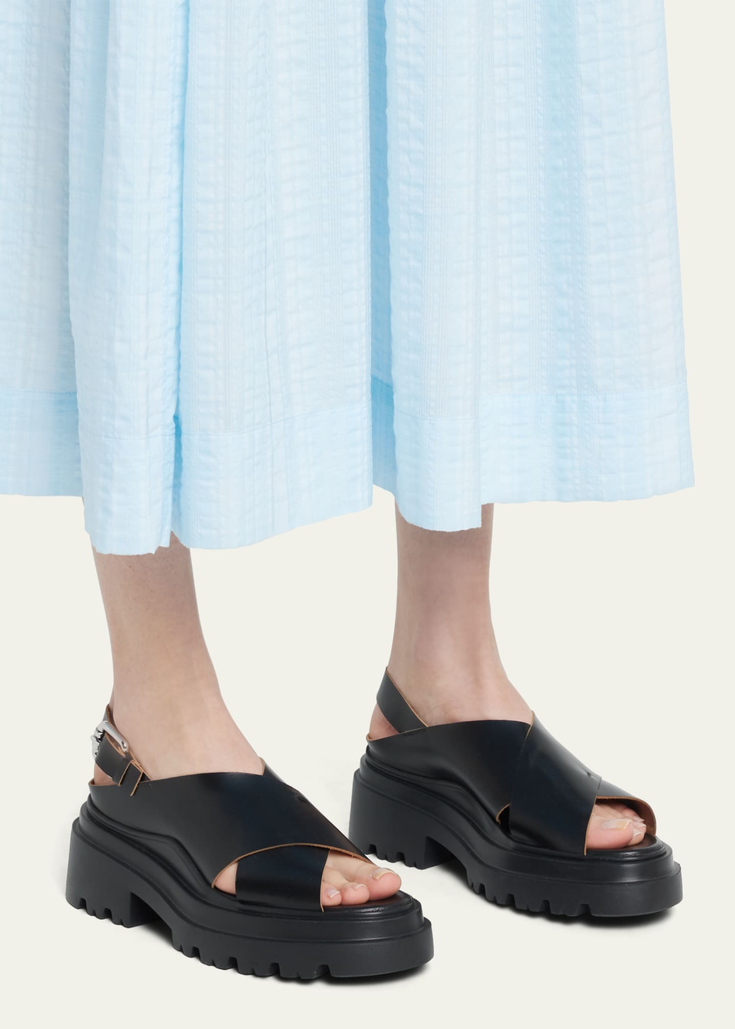 Plan C Calfskin Crisscross Slingback Sandals - Bergdorf Goodman