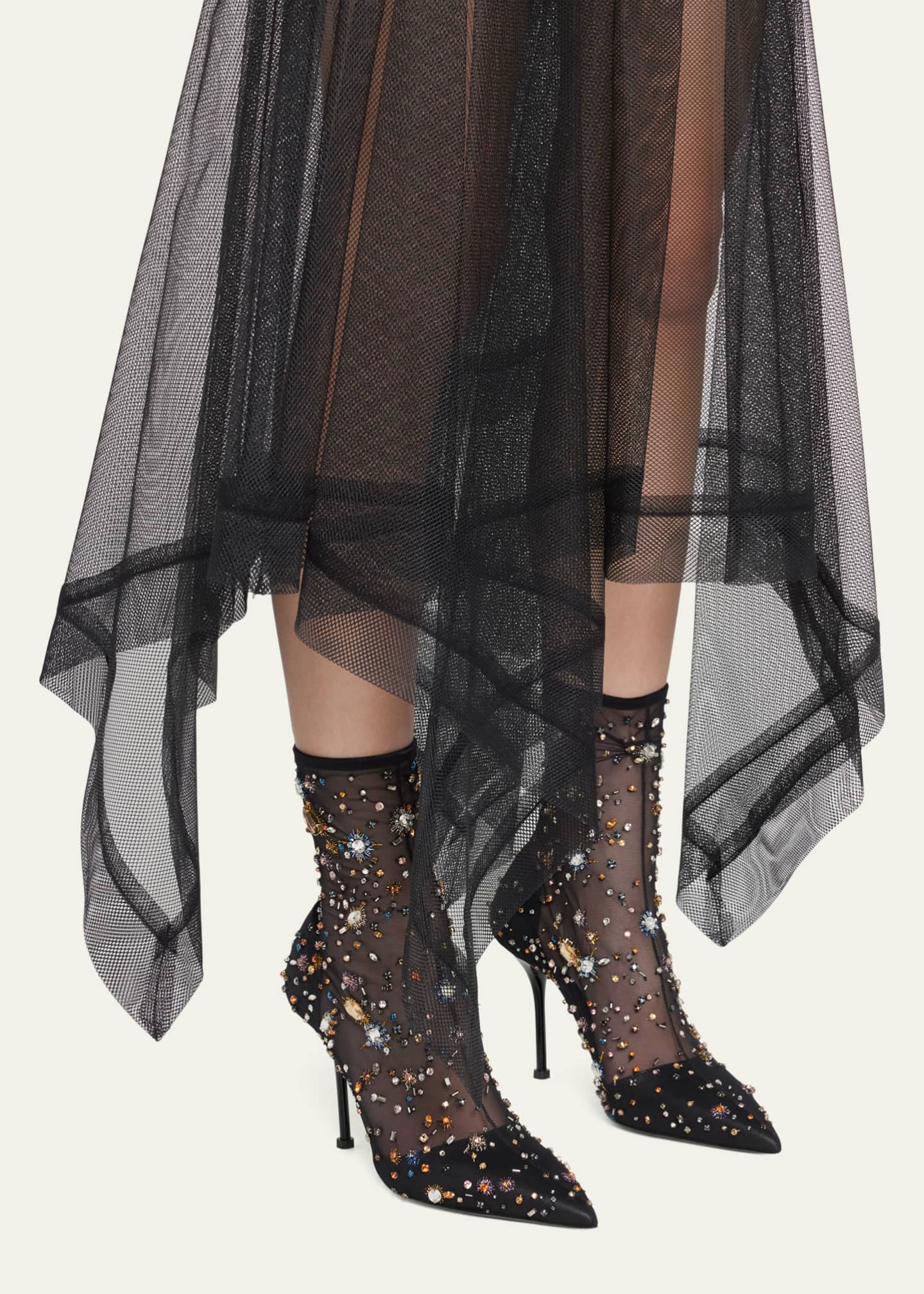 Alexander McQueen Crystal Mesh Stiletto Booties - Bergdorf Goodman