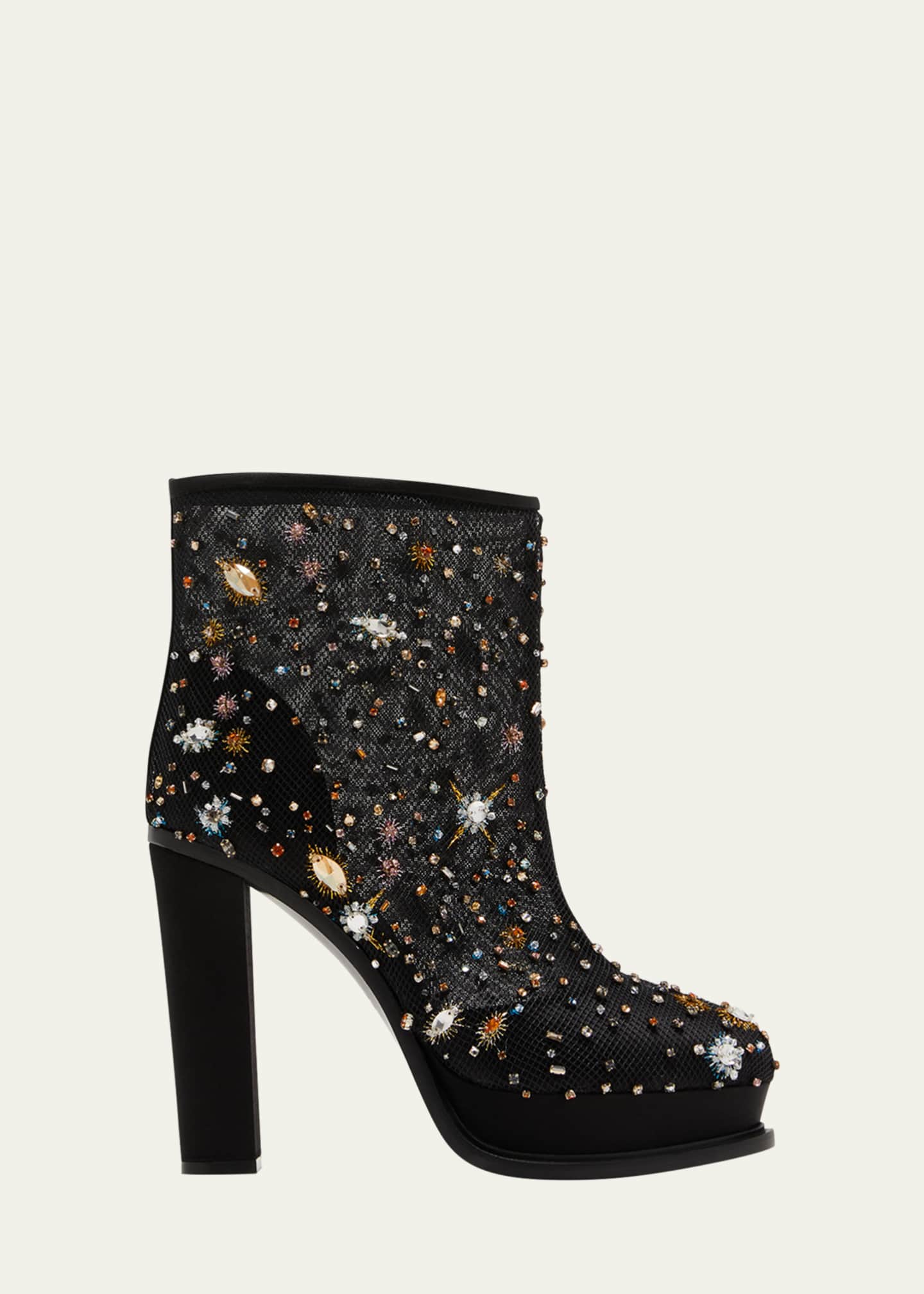 Alexander McQueen Celestial Crystal Platform Booties - Bergdorf Goodman