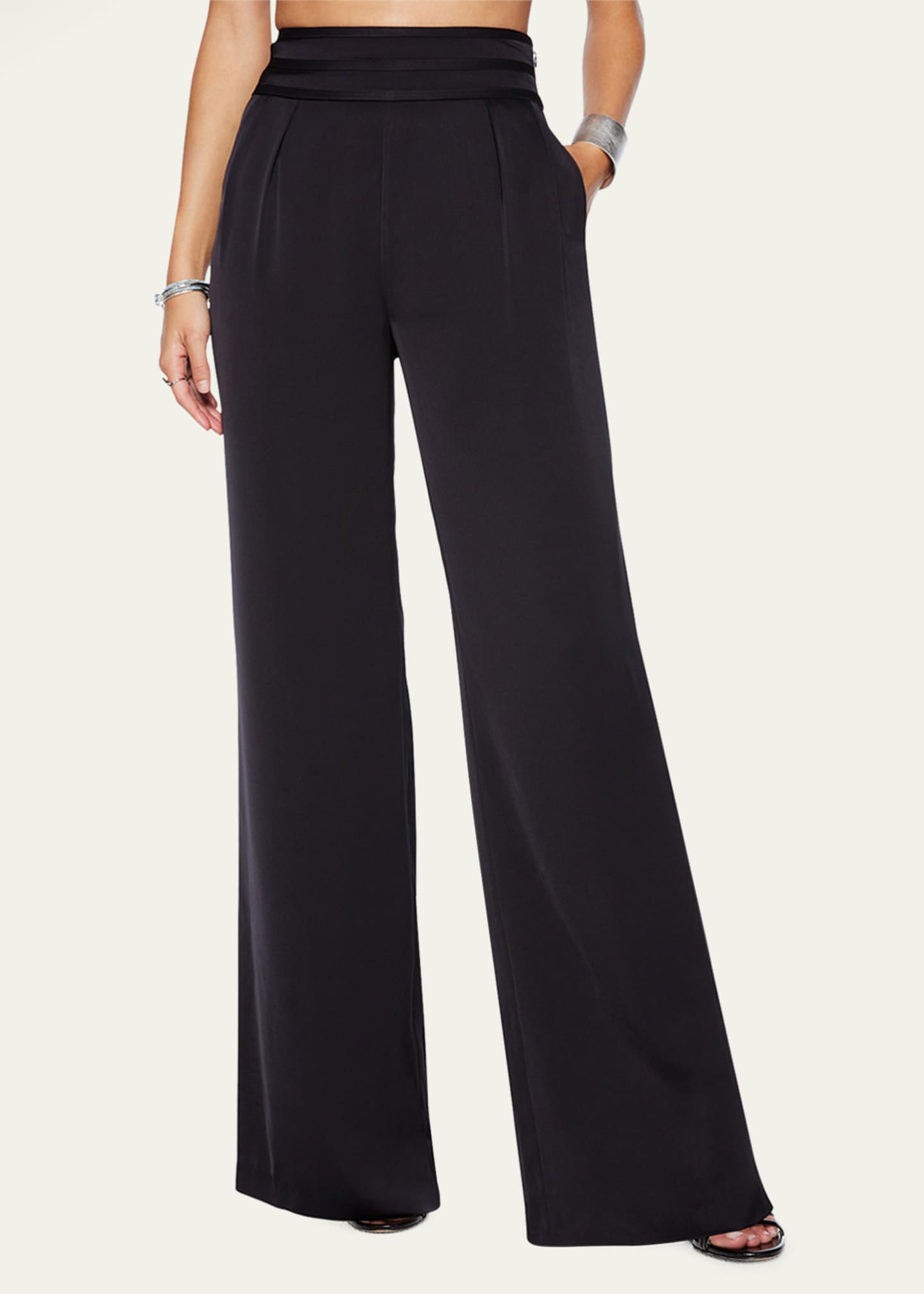Ramy Brook Joss Satin Wide-Leg Trousers - Bergdorf Goodman