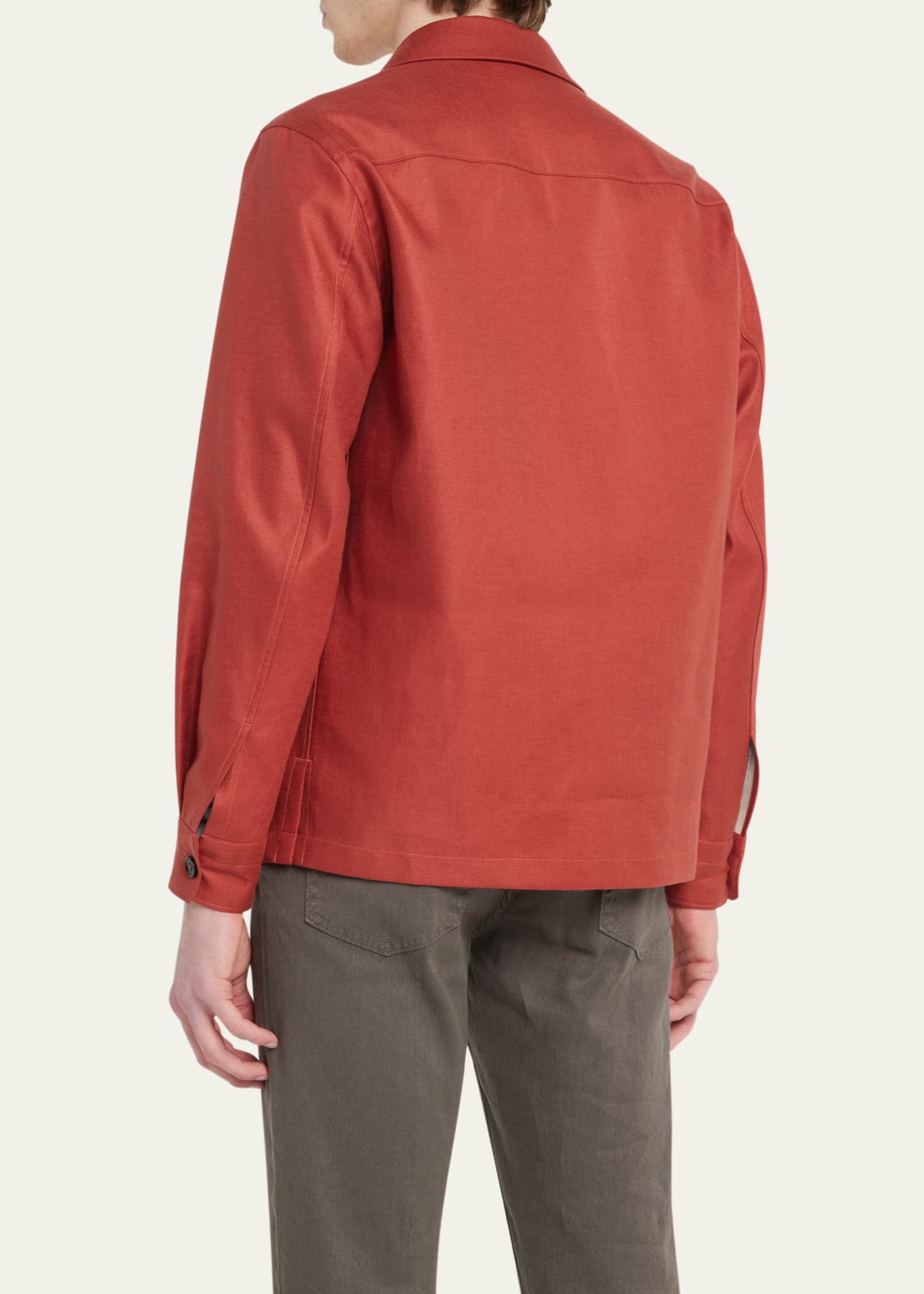 ZEGNA Men's Covered Placket Linen Overshirt - Bergdorf Goodman