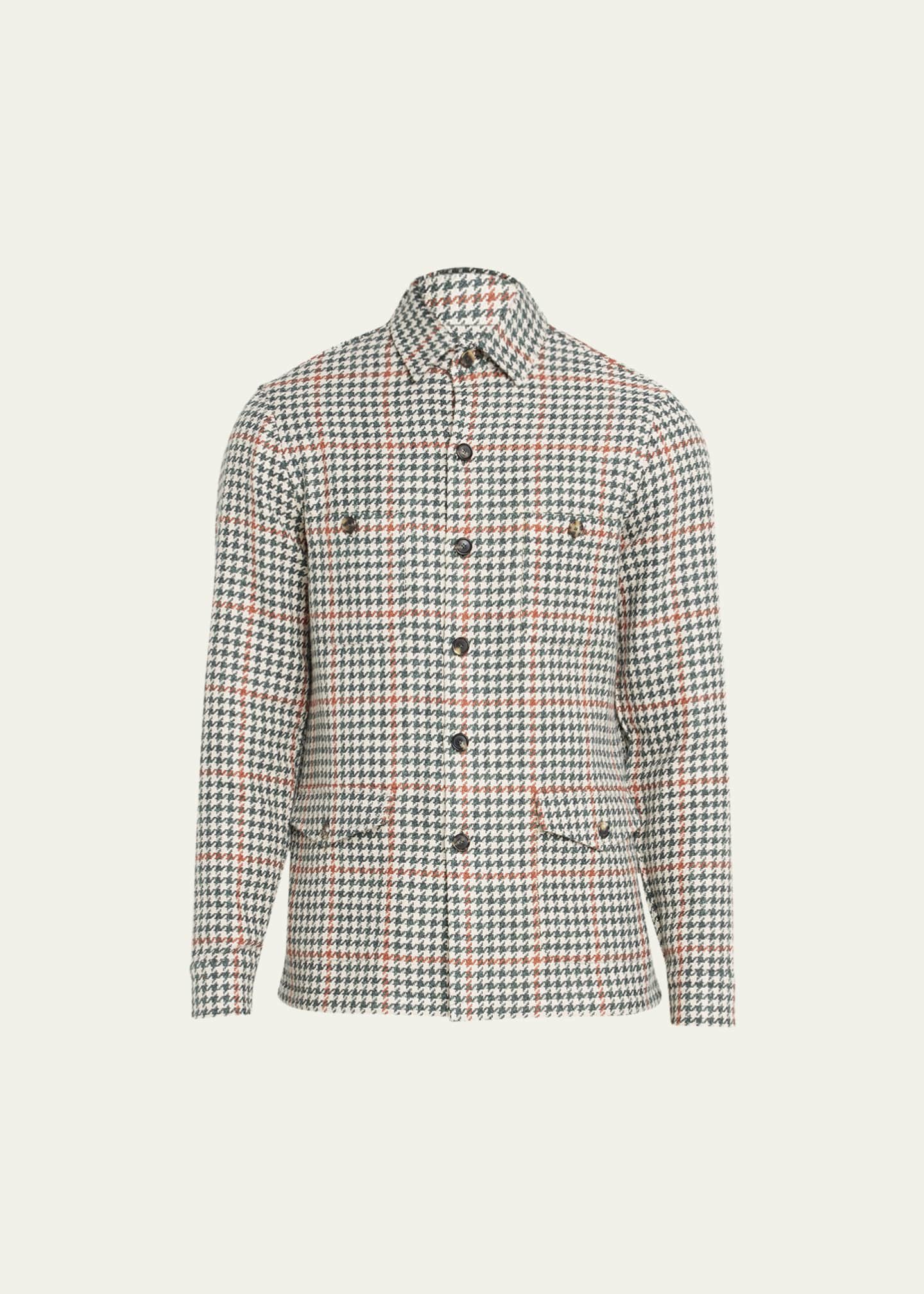 Cesare Attolini Men's Houndstooth Overshirt - Bergdorf Goodman