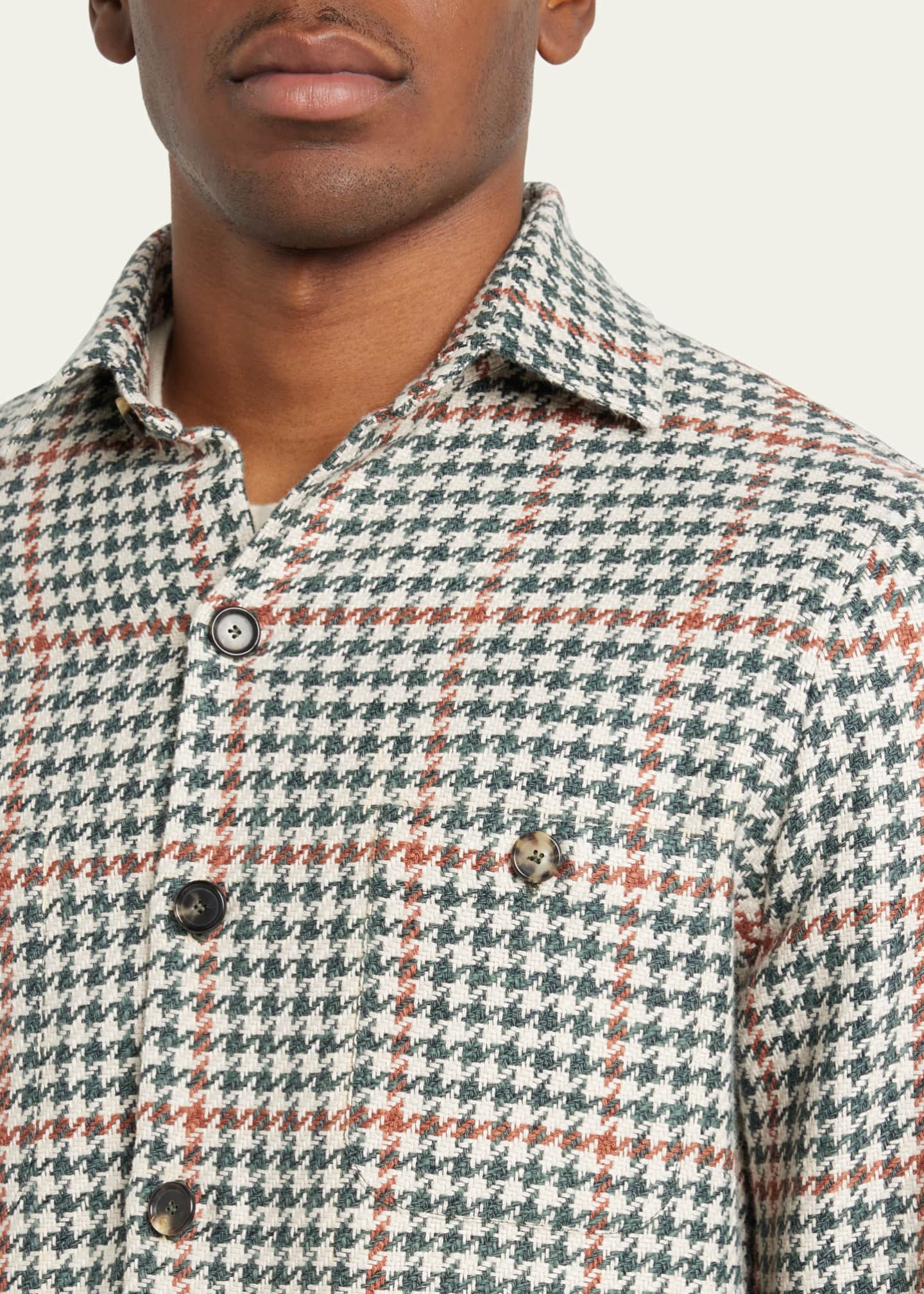 Cesare Attolini Men's Houndstooth Overshirt - Bergdorf Goodman