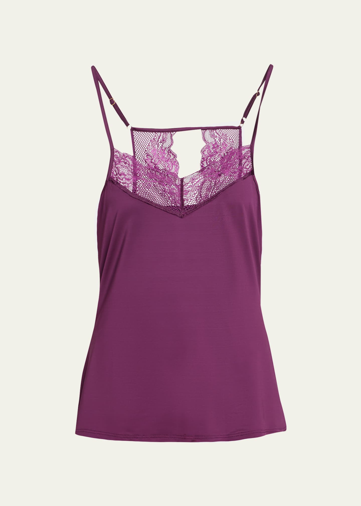 Hanro Lace-Trim Spaghetti-Strap Silk Cami - Bergdorf Goodman