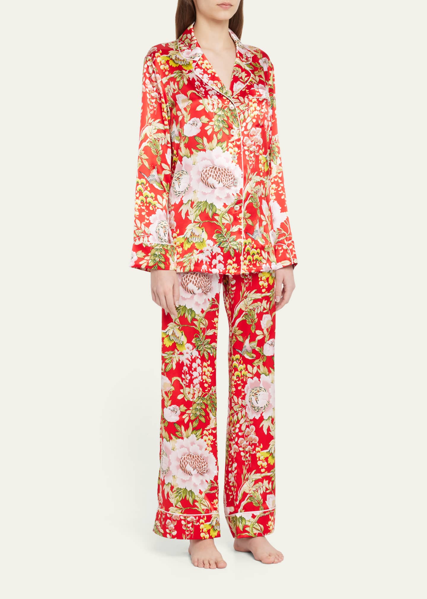 Olivia Von Halle Lila Sylva Floral Print Silk Pajama Set Bergdorf Goodman