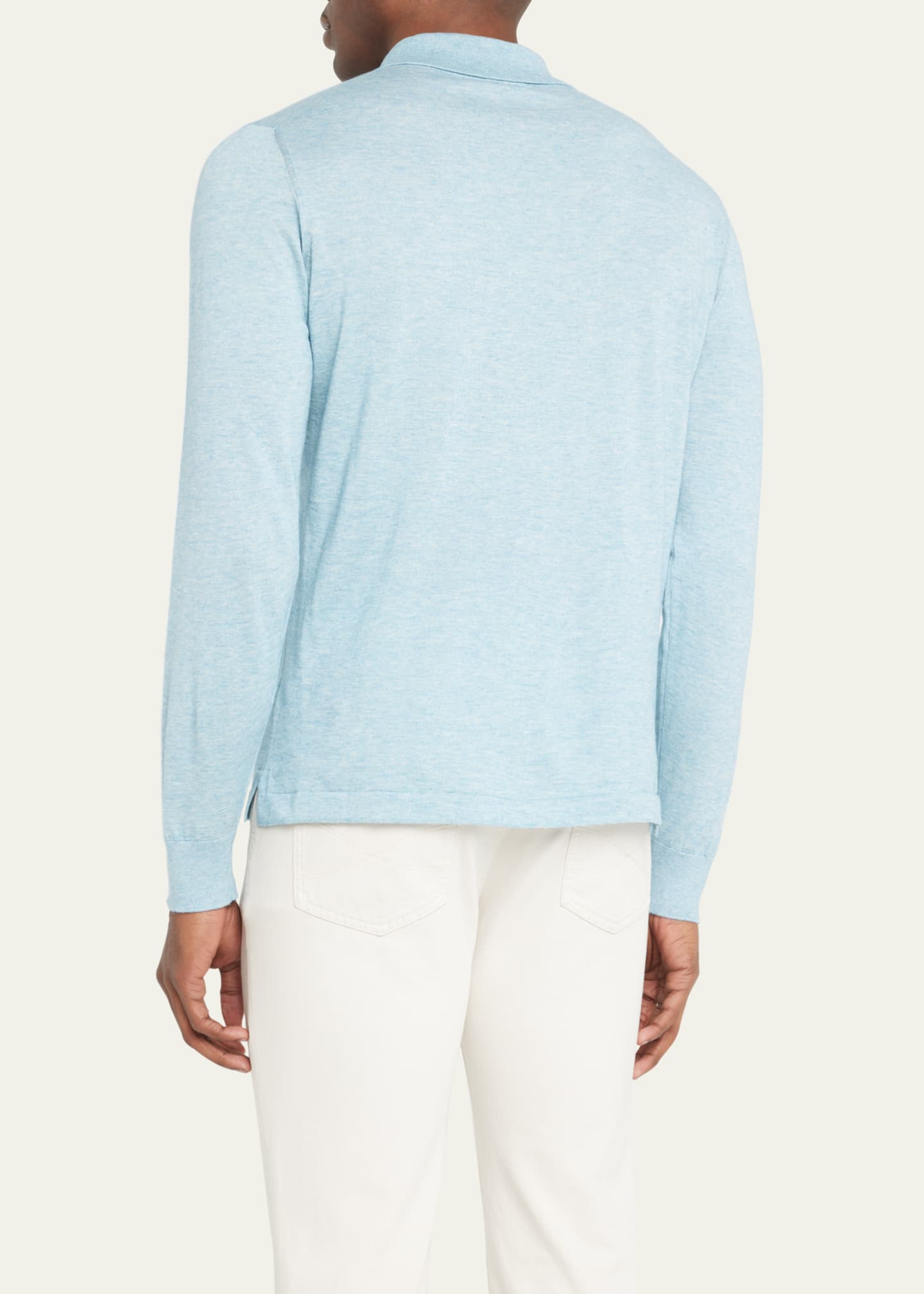 Cesare Attolini Men's Blue Sea Cashmere Blend Polo Shirt - Bergdorf Goodman