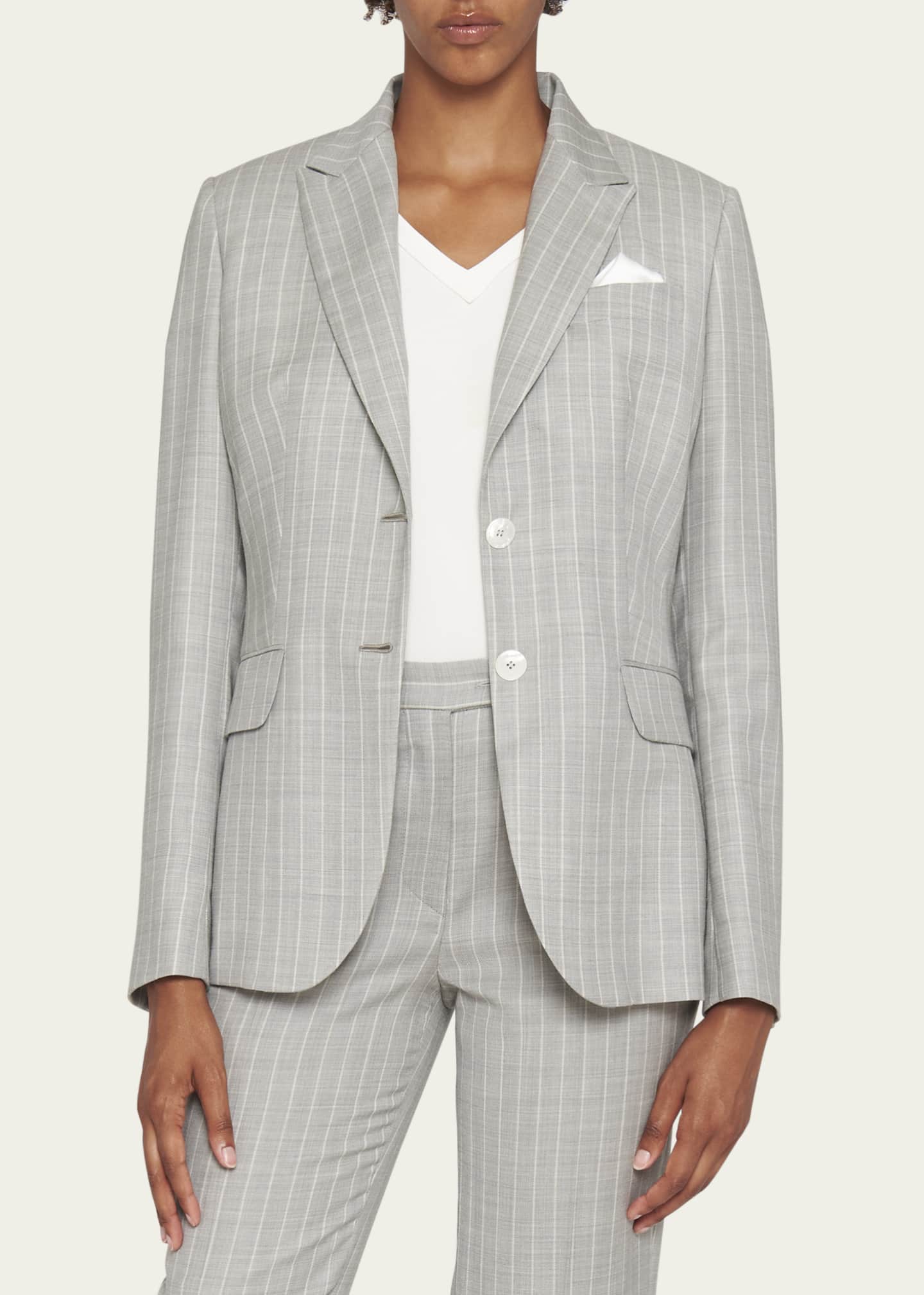 Kiton Pinstripe Single-Breast Wool Jacket - Bergdorf Goodman