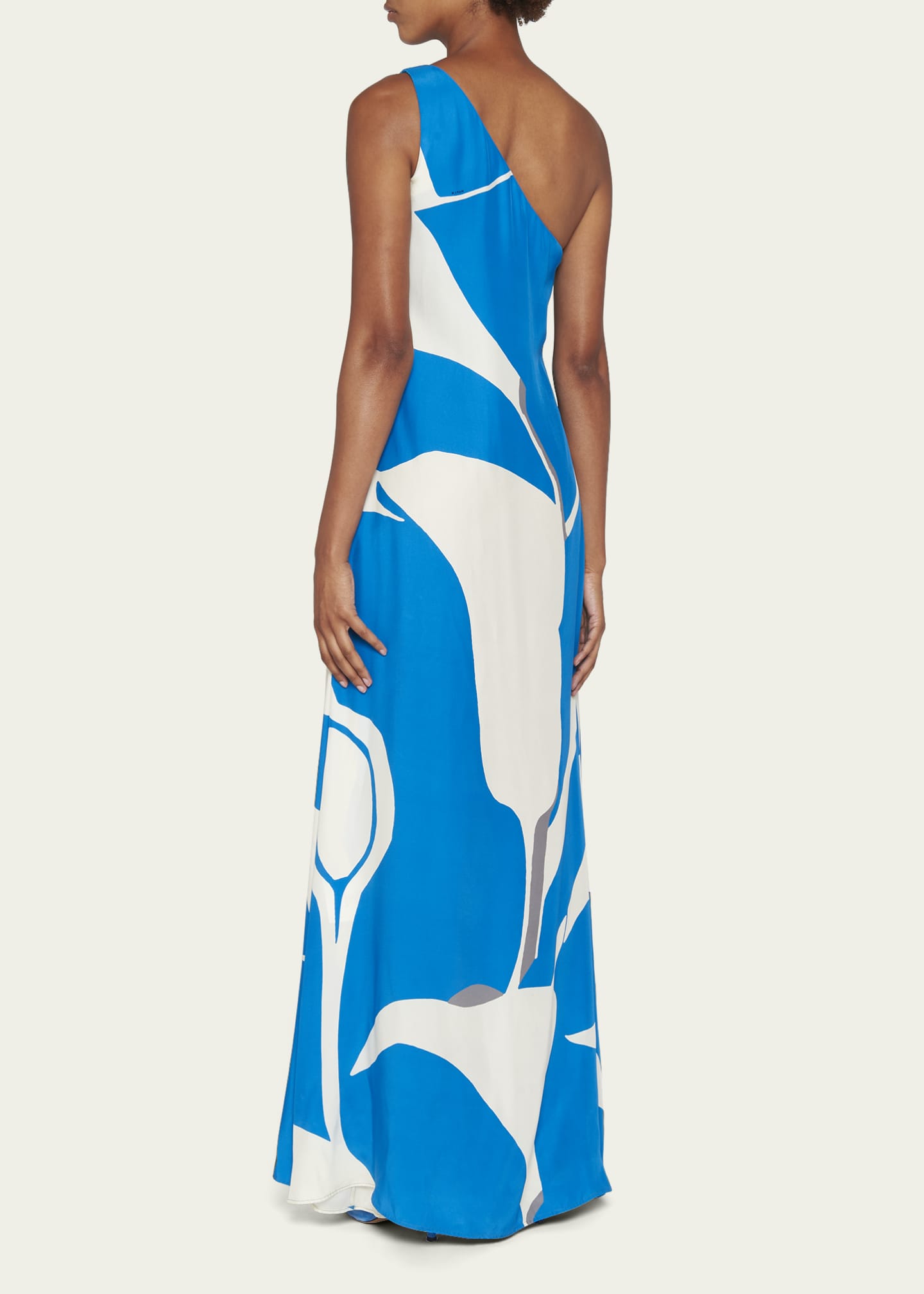Kiton Abstract-Print One-Shoulder Silk Maxi Dress - Bergdorf Goodman
