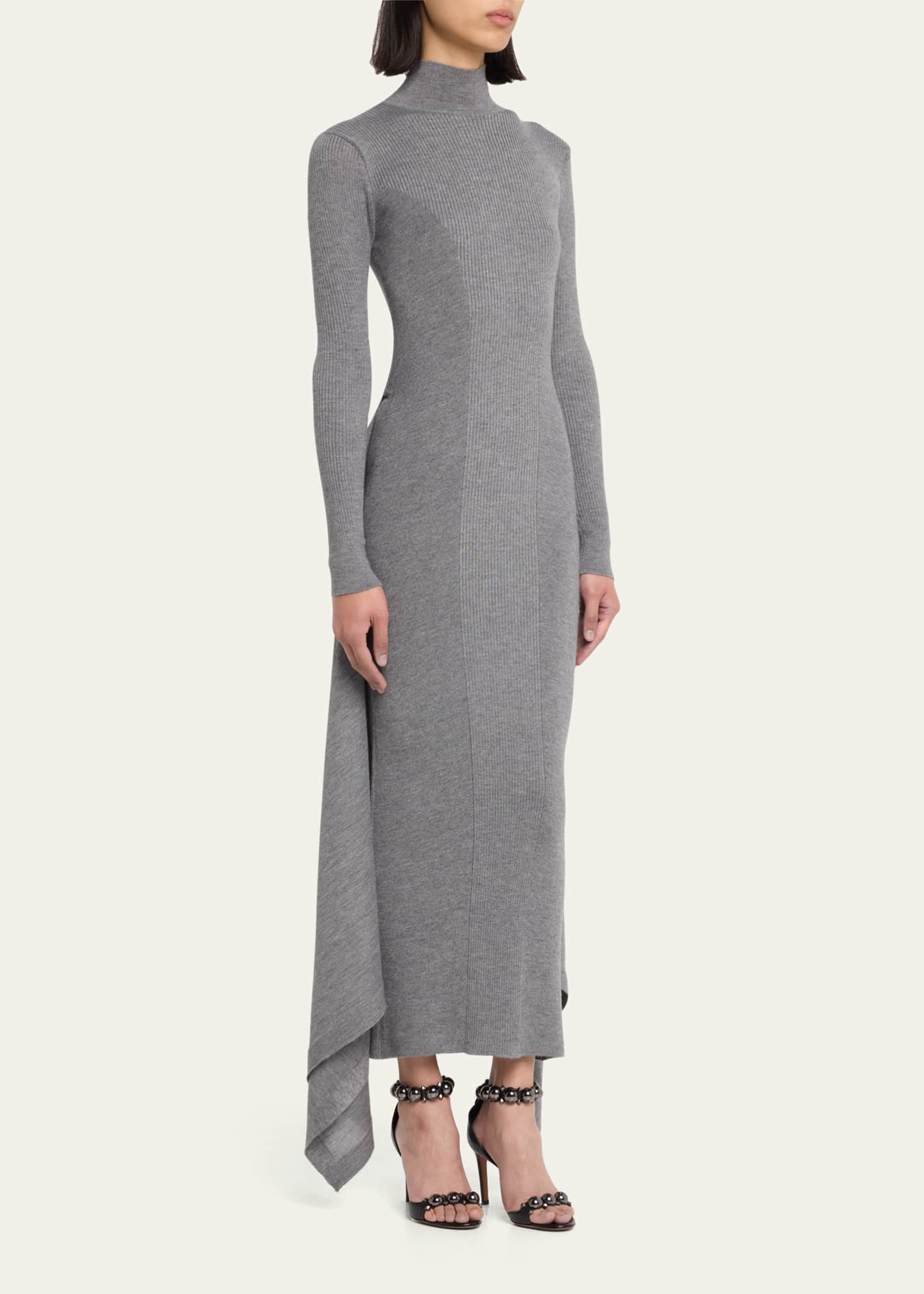 ALAIA Cashmere Knit Midi Dress with Cape - Bergdorf Goodman
