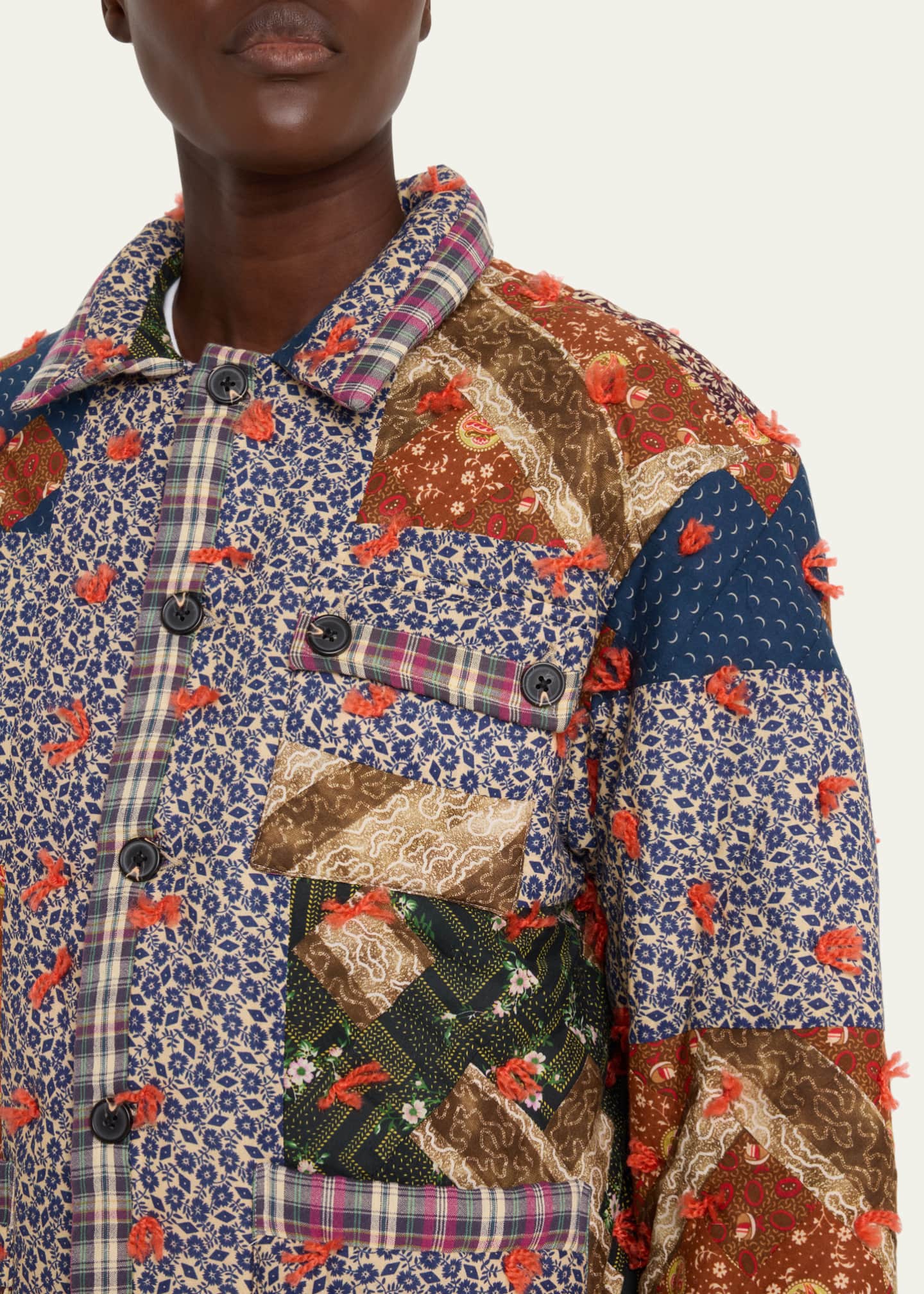 Bode Criss Cross Mix-Print Quilt Jacket - Bergdorf Goodman