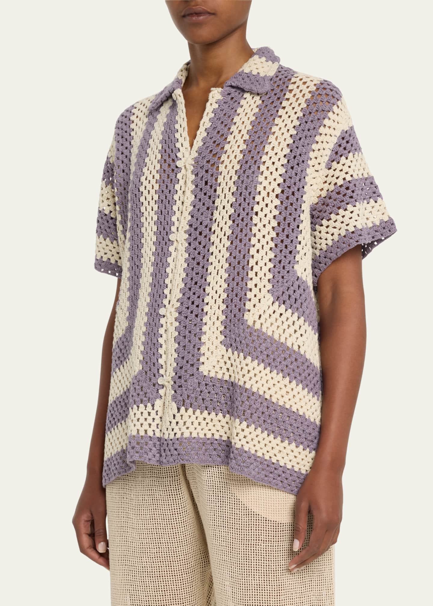Bode Flagship Crochet Shirt - Bergdorf Goodman