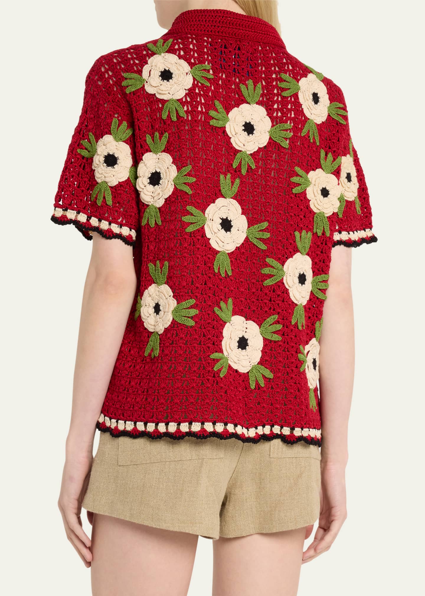 Bode Winchester Rose Crochet Shirt - Bergdorf Goodman