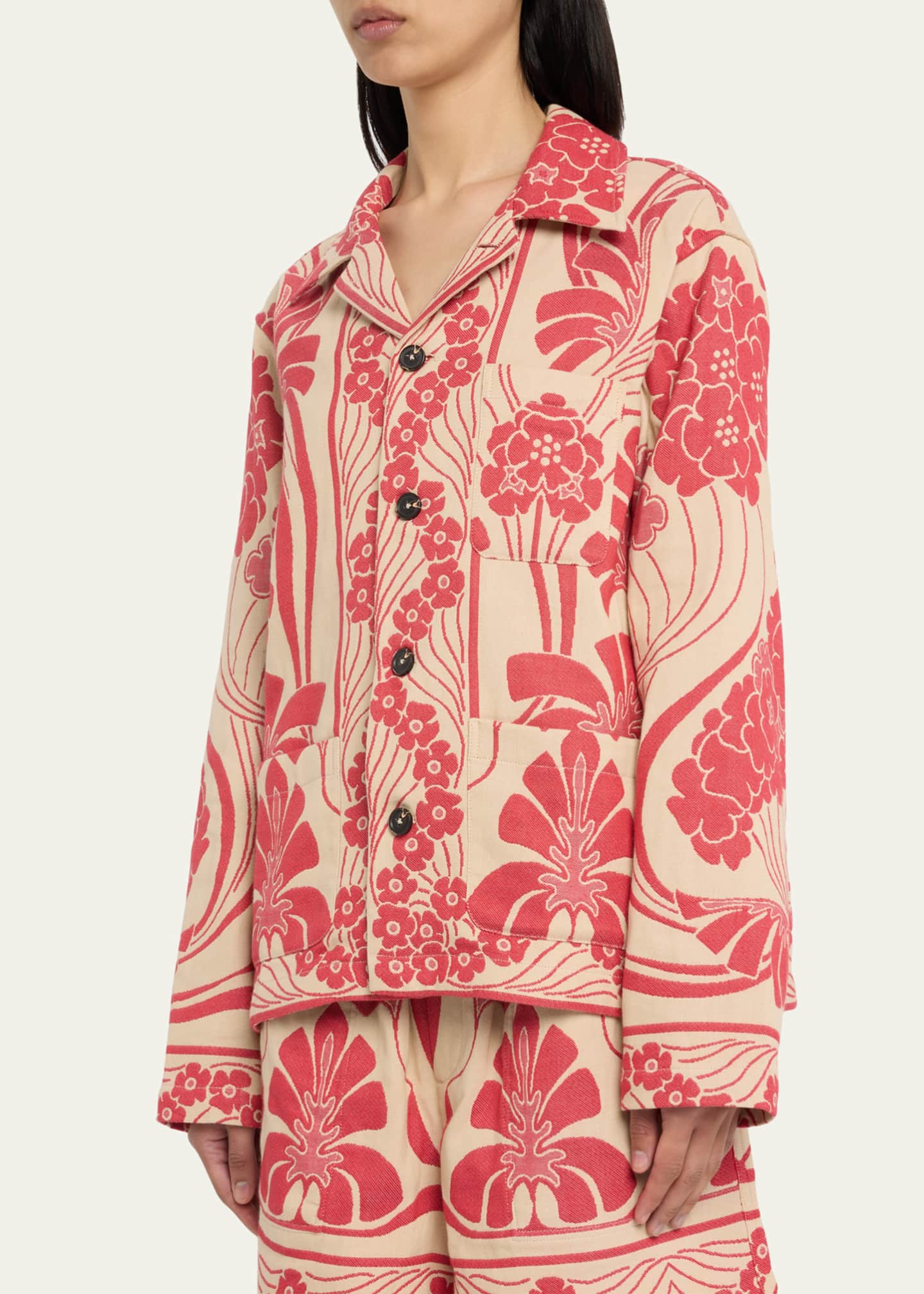 Bode Nouveau Monstera Jacquard Overshirt - Bergdorf Goodman