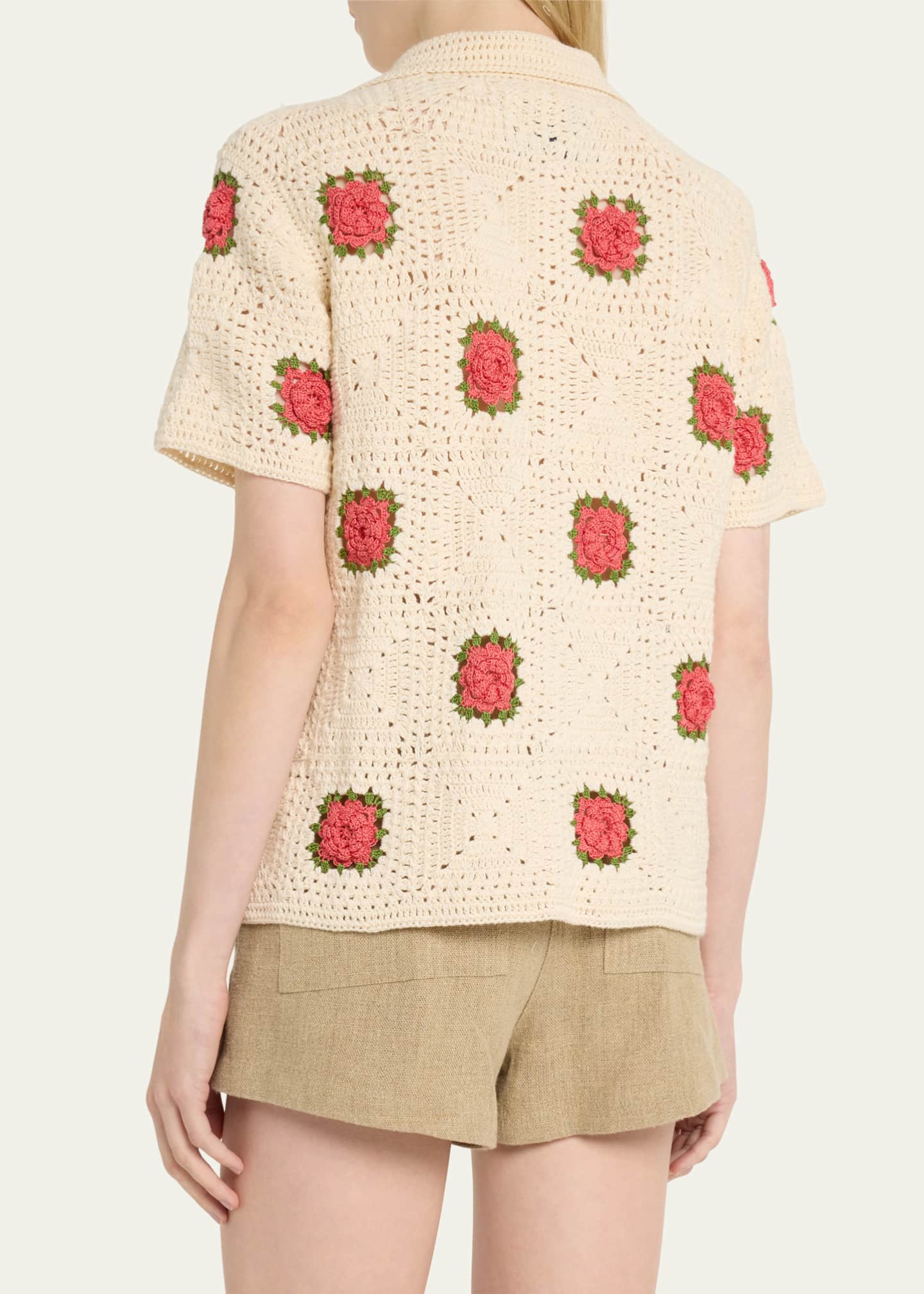 Bode Rosette Crochet Shirt - Bergdorf Goodman