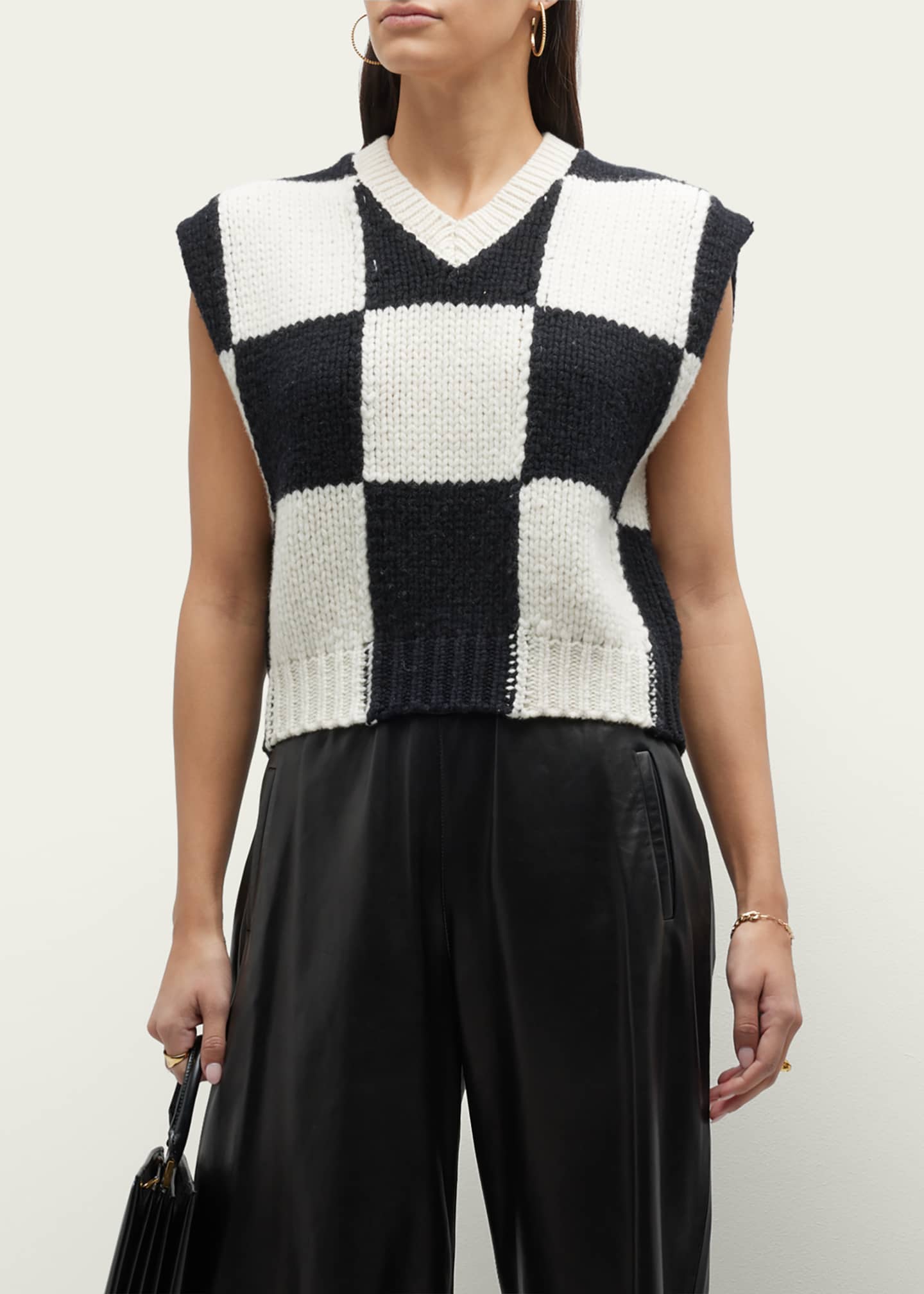 FRAME Checkered Sweater Vest - Bergdorf Goodman