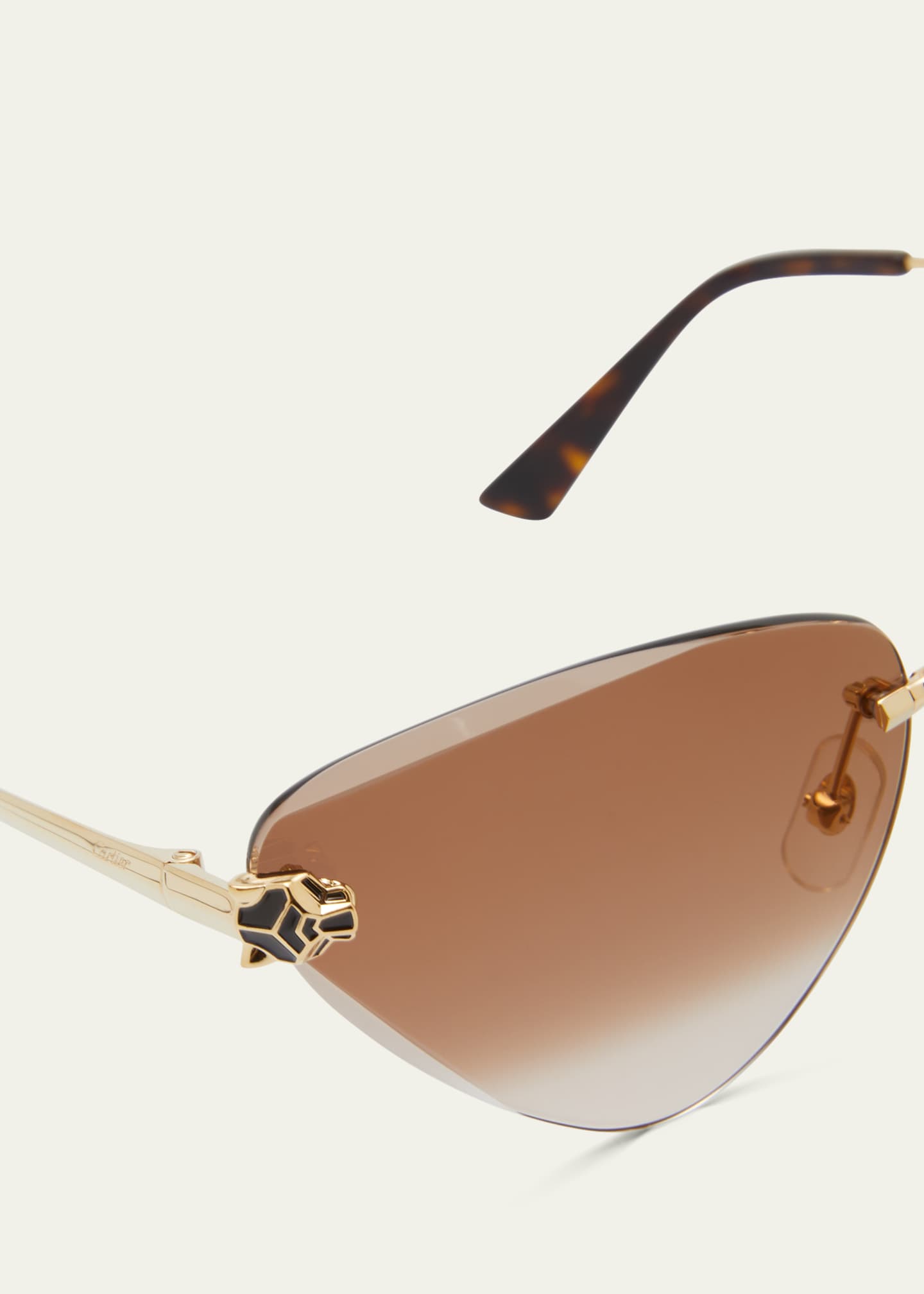 Cartier Panthère Rimless Cat-Eye Metal Sunglasses - Bergdorf Goodman