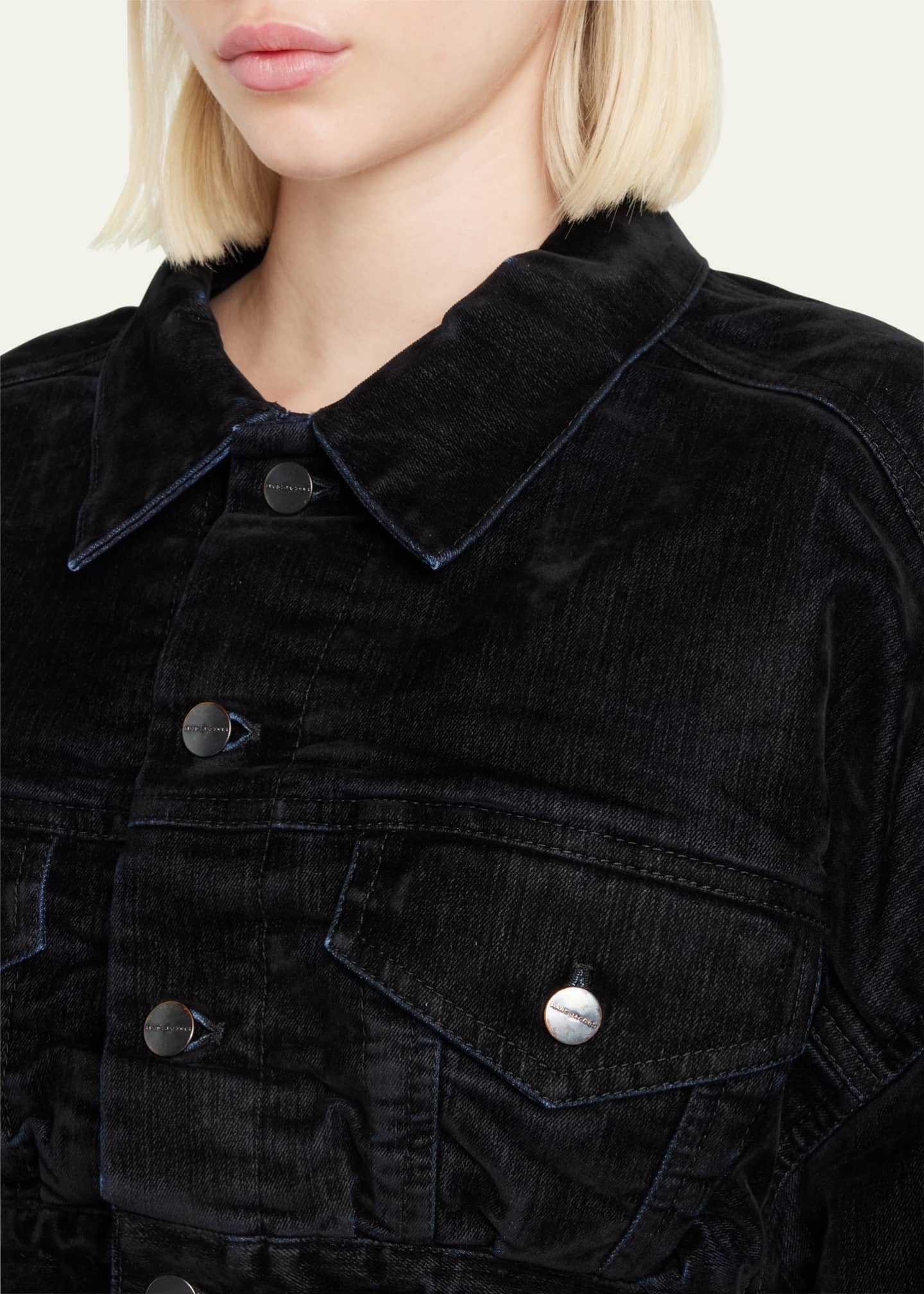 Marc Jacobs Flocked Denim Cropped Ball Jacket - Bergdorf Goodman