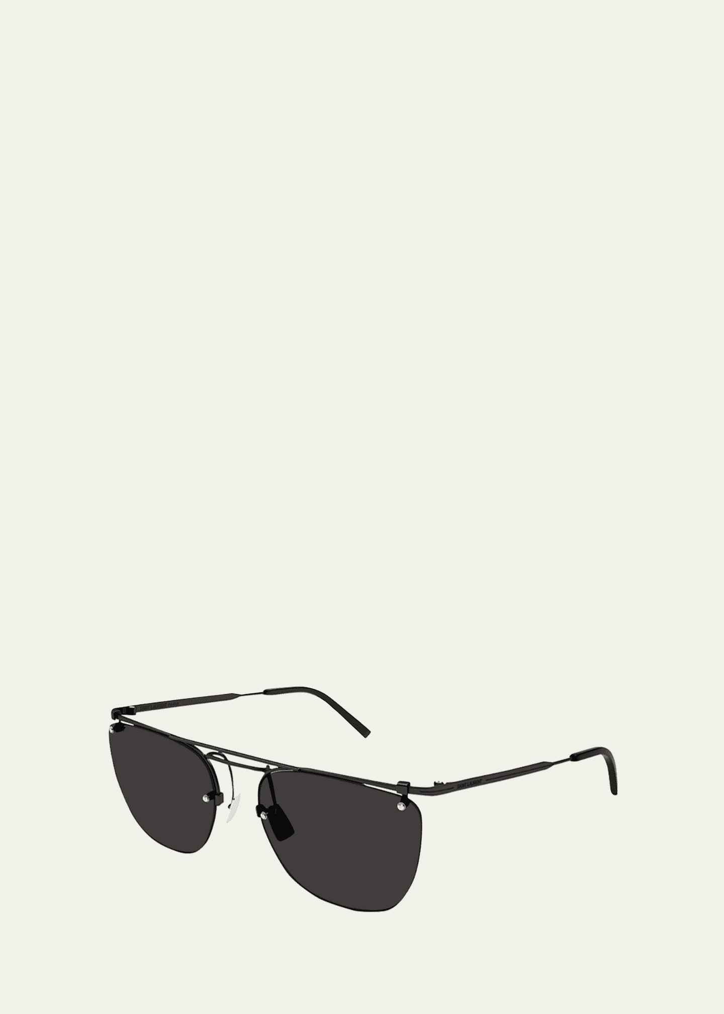 Saint Laurent Men's Double-Bridge Rimless Metal Aviator Sunglasses ...
