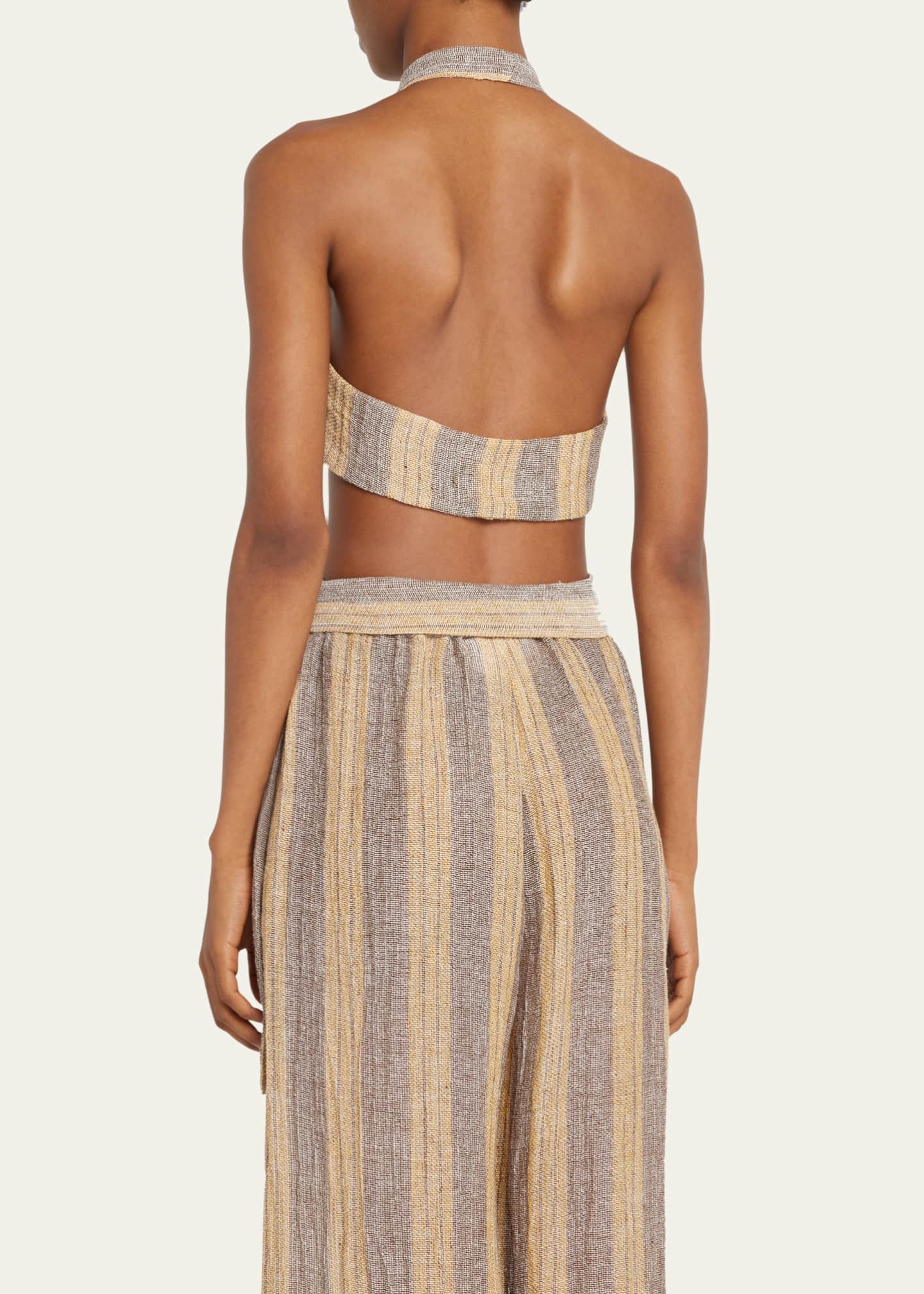 Lisa Marie Fernandez Farrah Striped Gauze Halter Top - Bergdorf Goodman