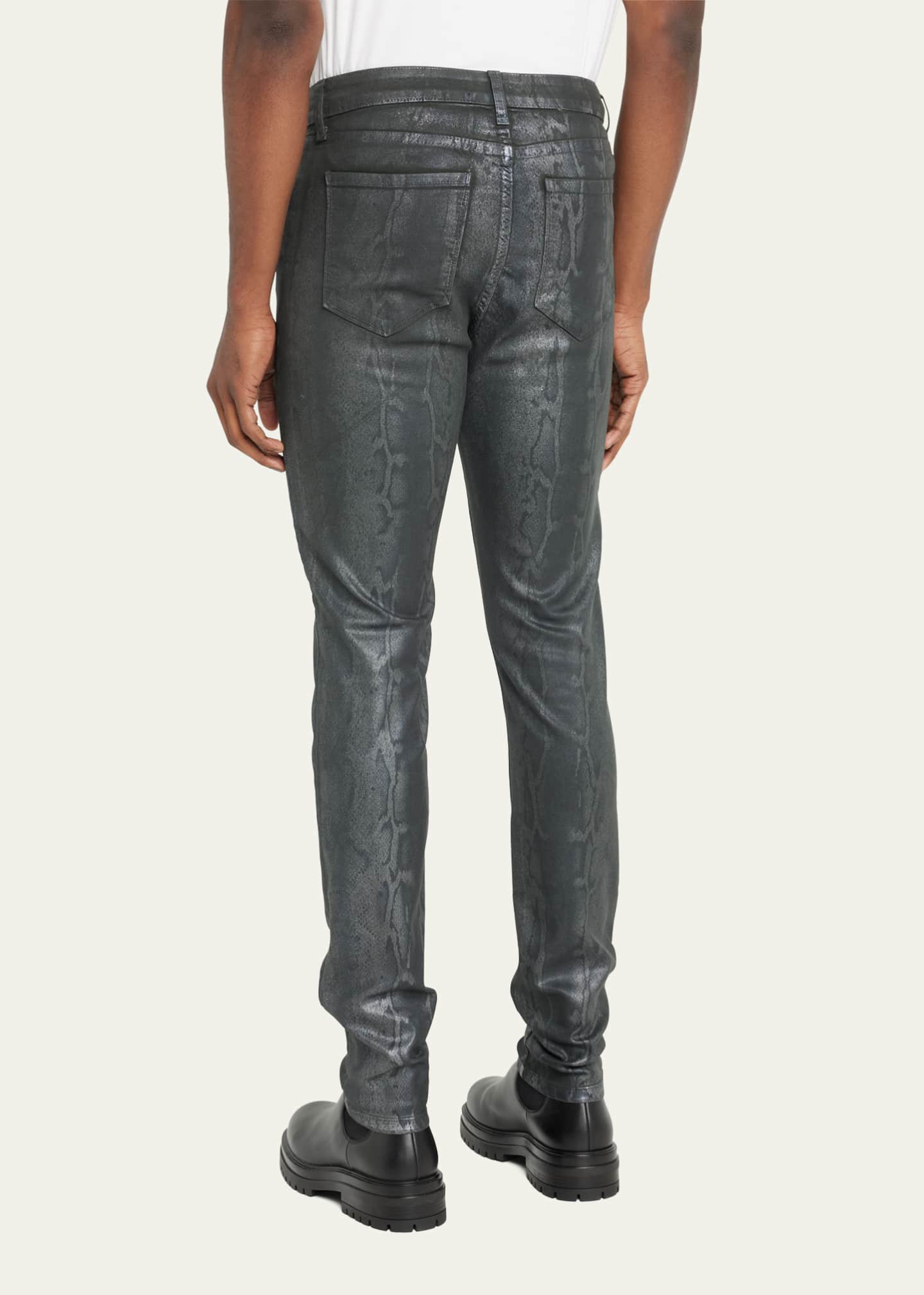 monfrere Men's Greyson Coated Python-Print Jeans - Bergdorf Goodman