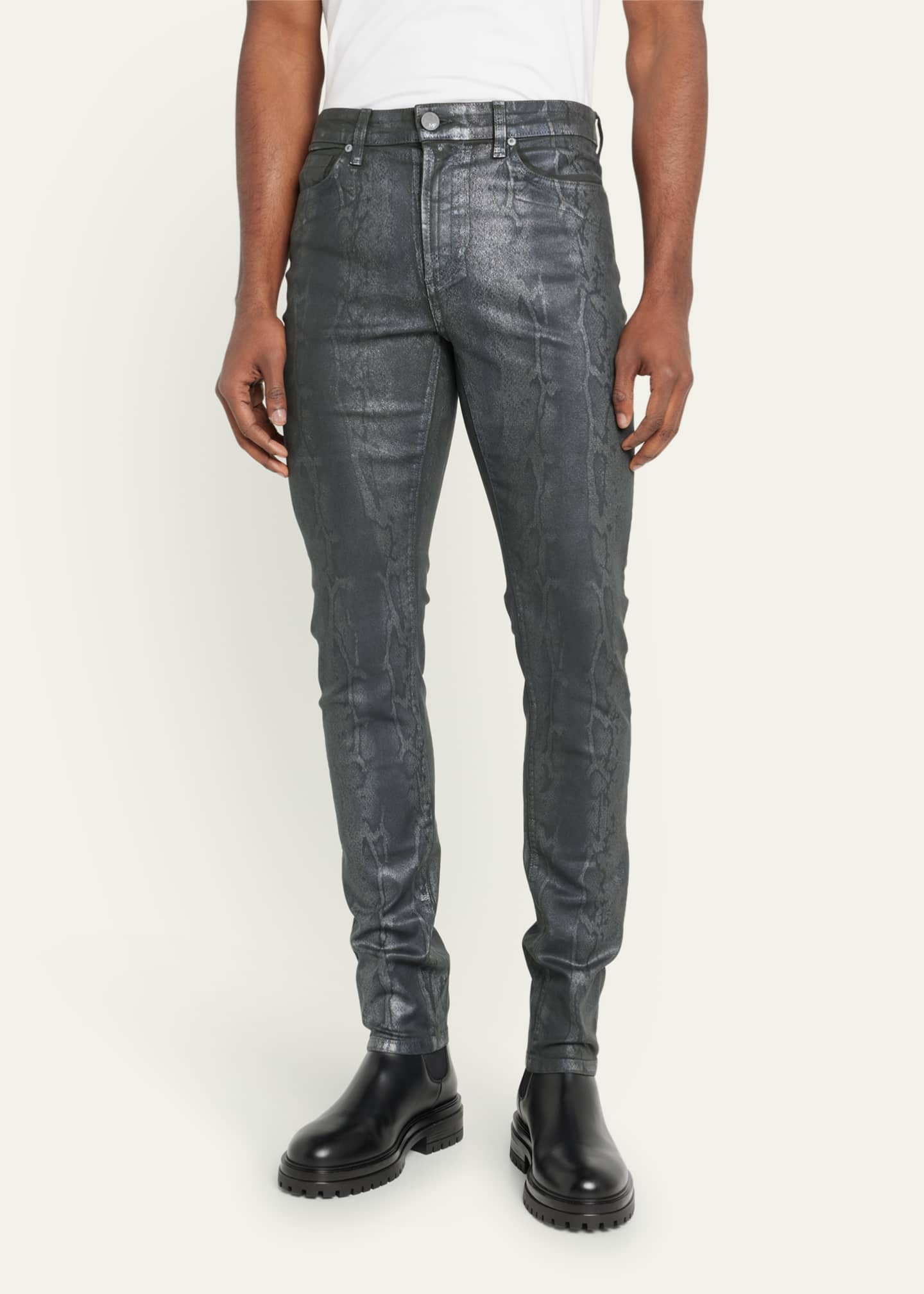 monfrere Men's Greyson Coated Python-Print Jeans - Bergdorf Goodman