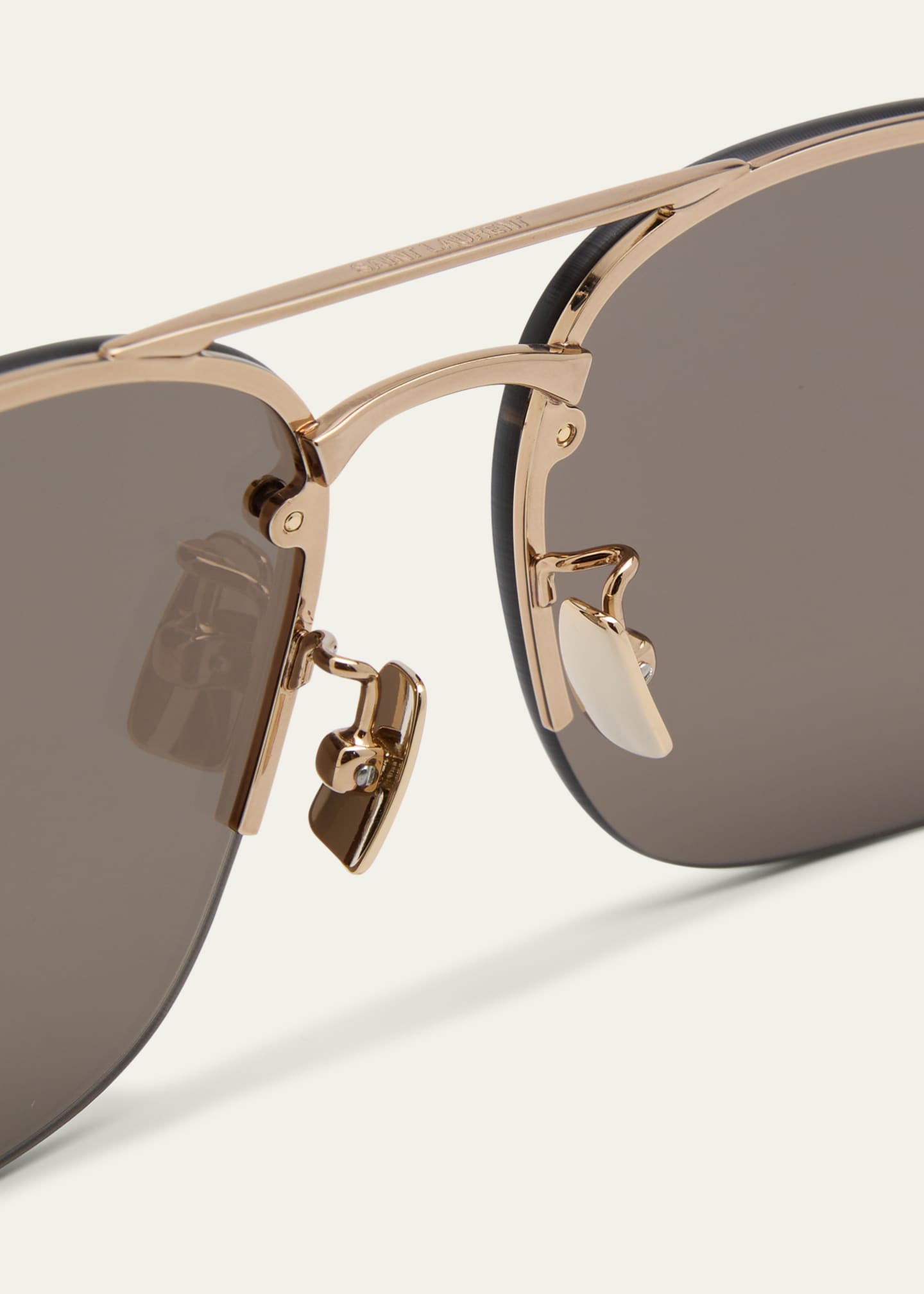 Saint Laurent Raised YSL Metal Aviator Sunglasses - Bergdorf Goodman