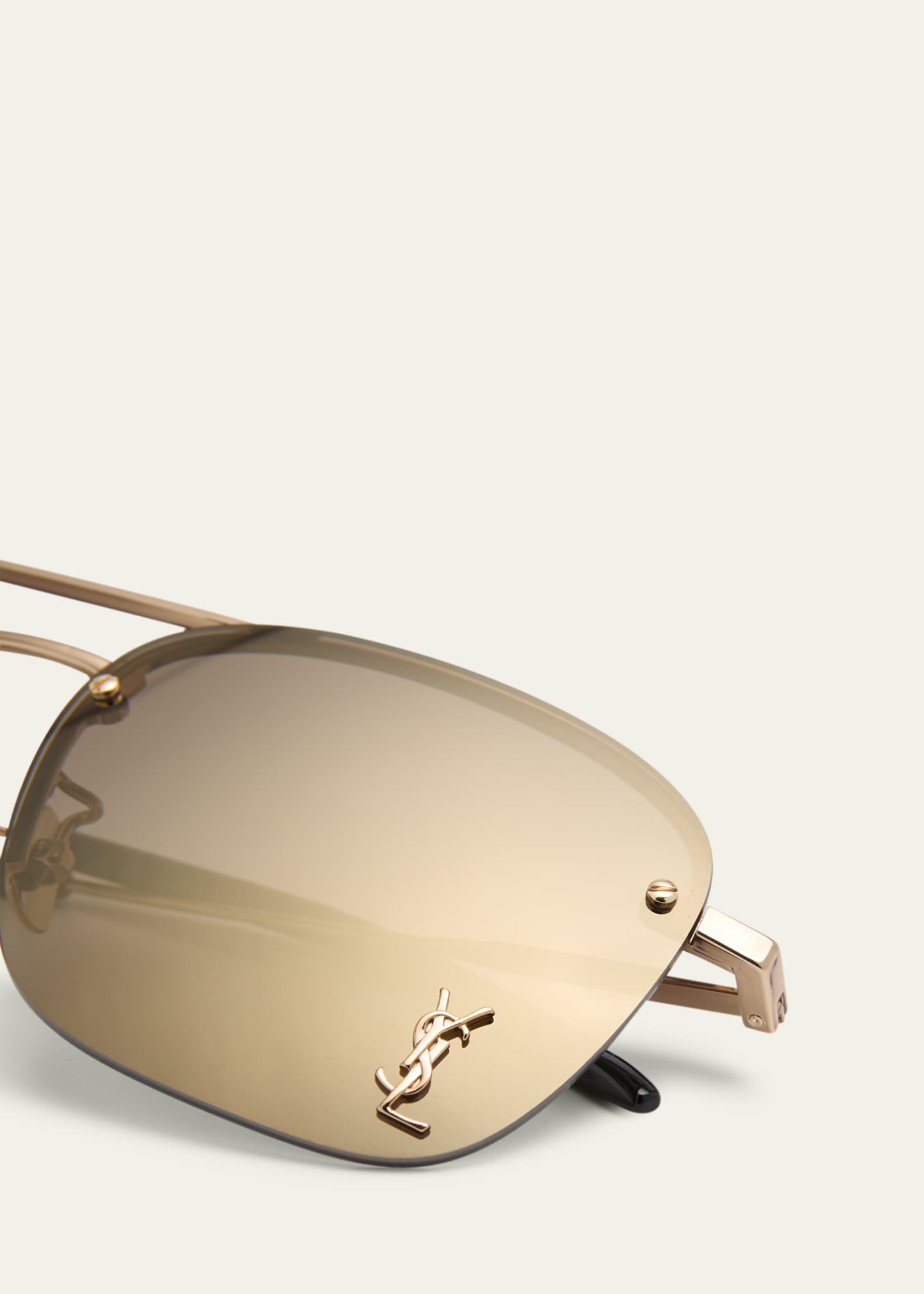 Saint Laurent Raised YSL Metal Aviator Sunglasses - Bergdorf Goodman