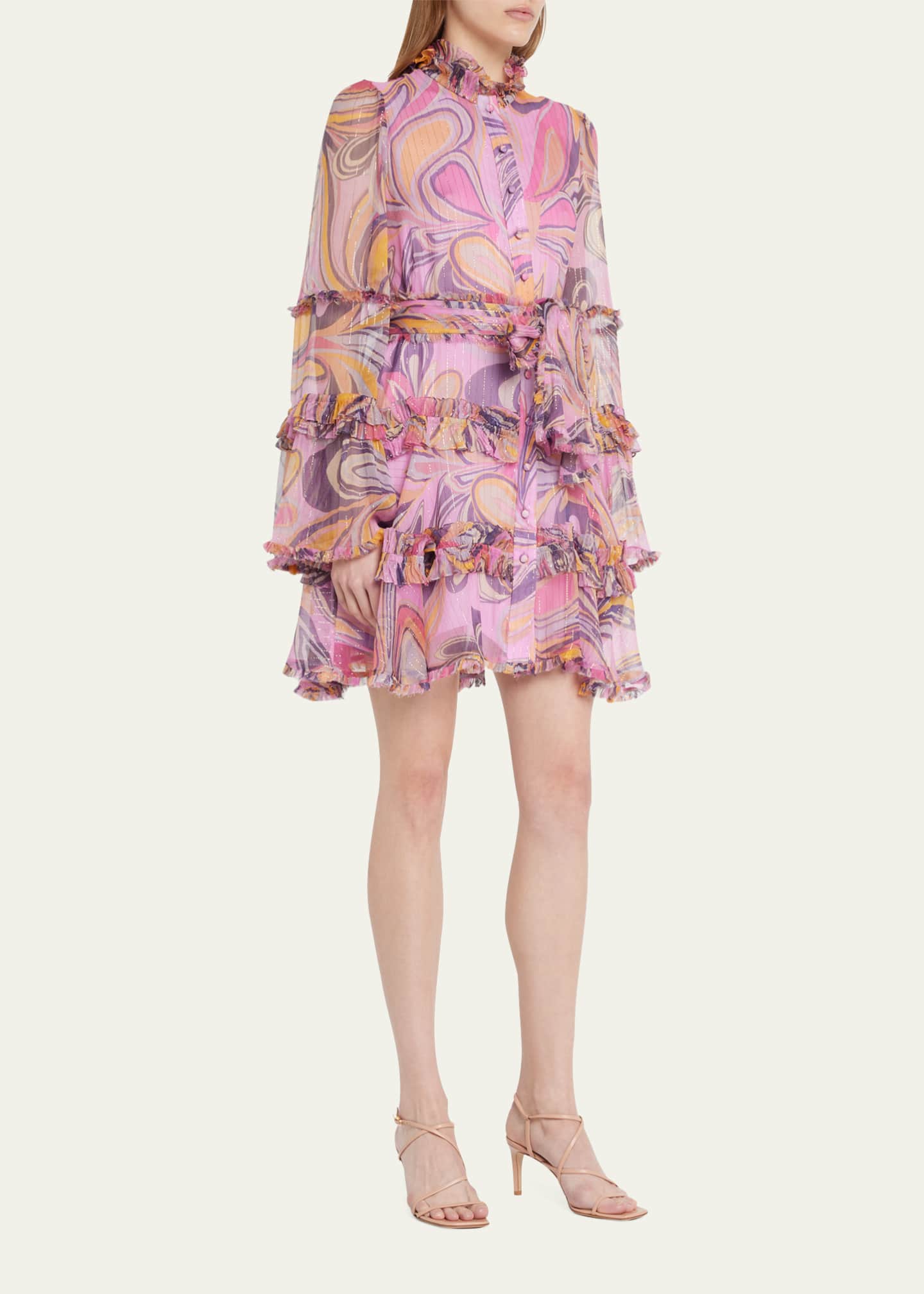 Alexis Paris Tiered Metallic Abstract-Print Mini Dress - Bergdorf Goodman