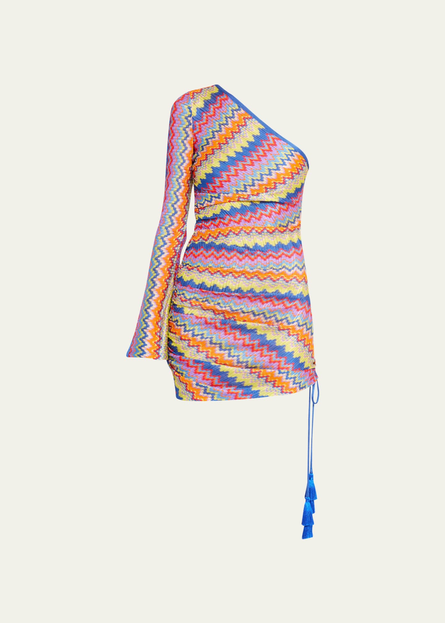 Alexis Devon One-Shoulder Chevron Knit Mini Dress - Bergdorf Goodman