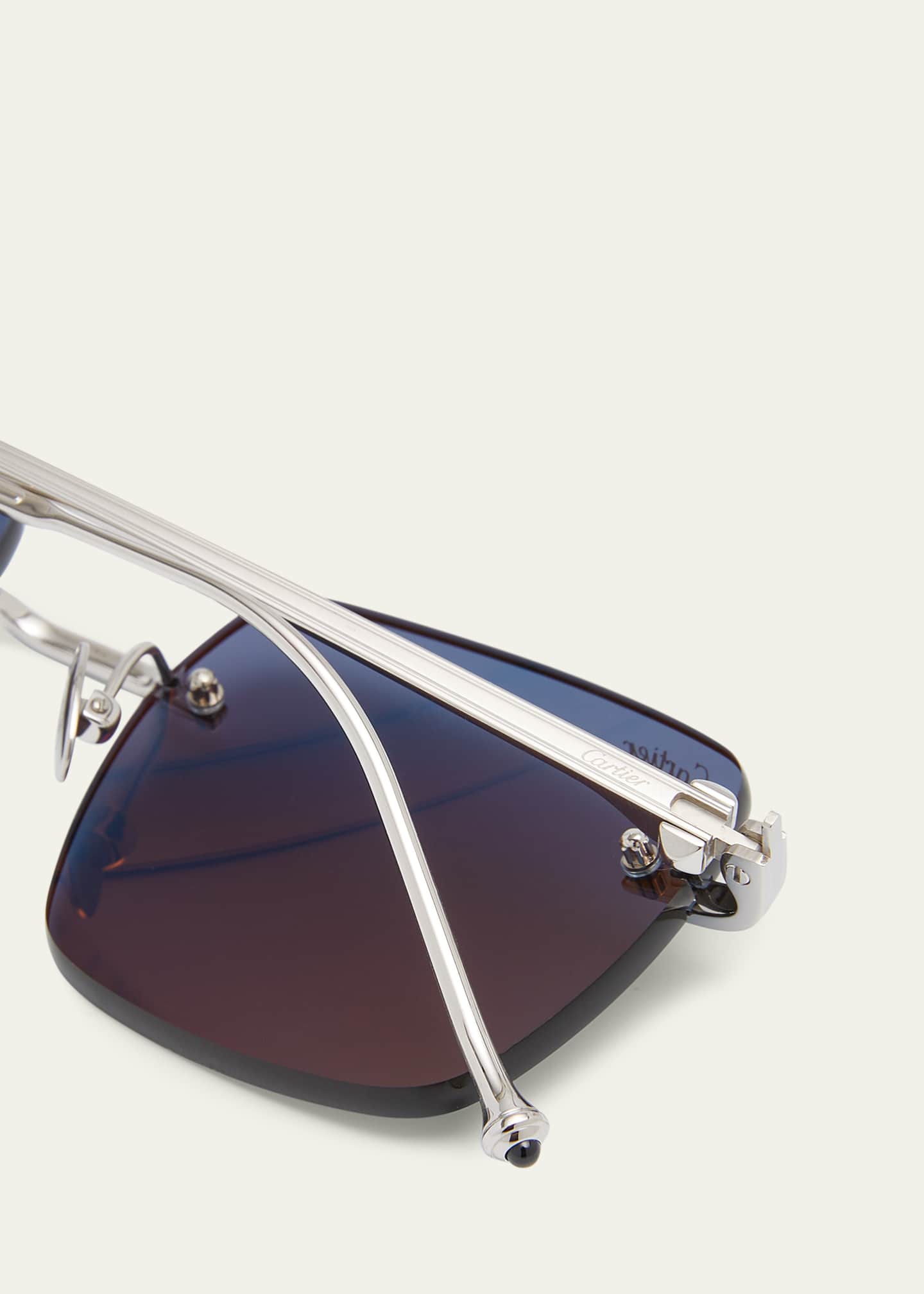 Cartier Men's Rimless Rectangle Metal Sunglasses - Bergdorf Goodman