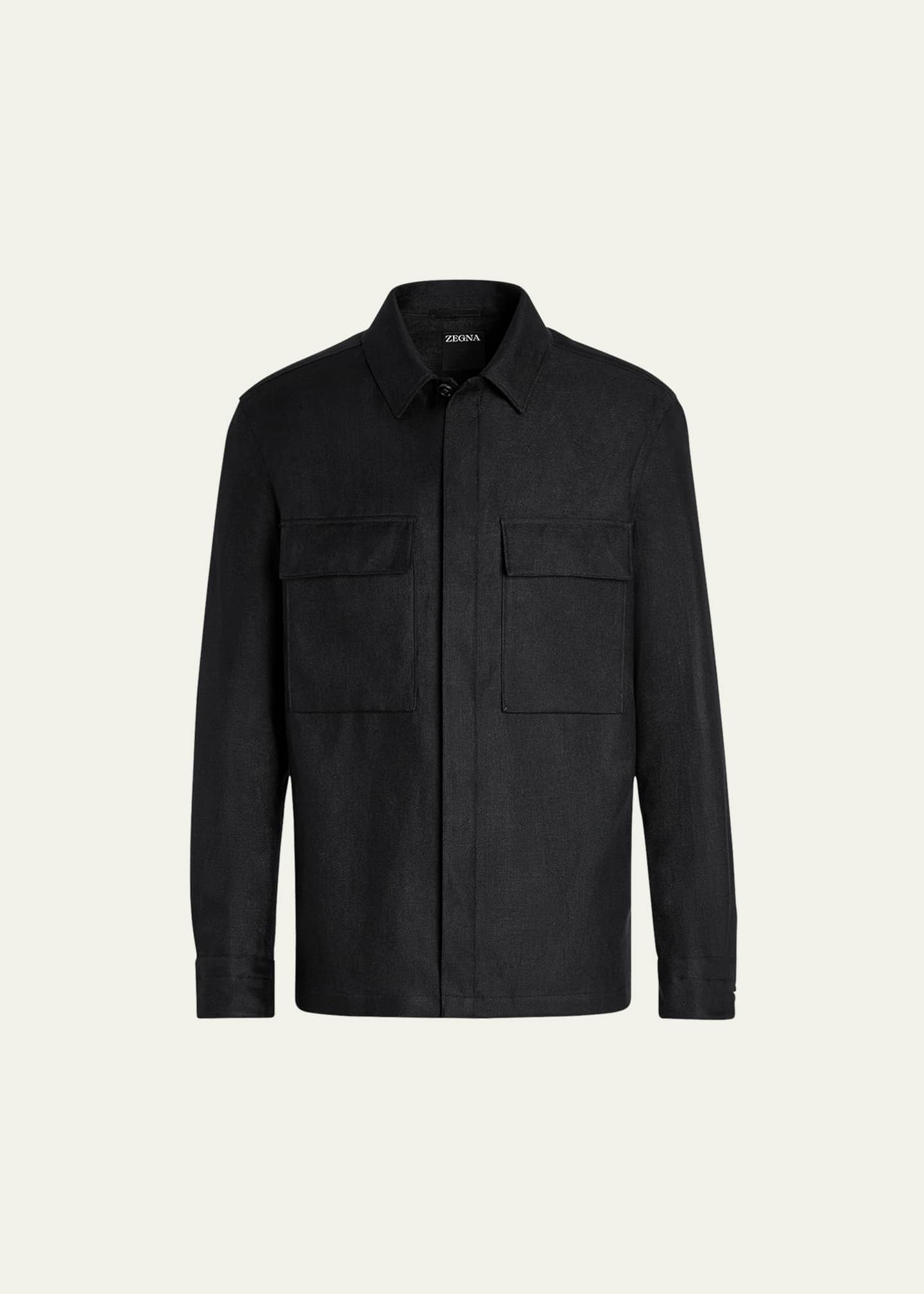 ZEGNA Men's Covered Placket Overshirt - Bergdorf Goodman