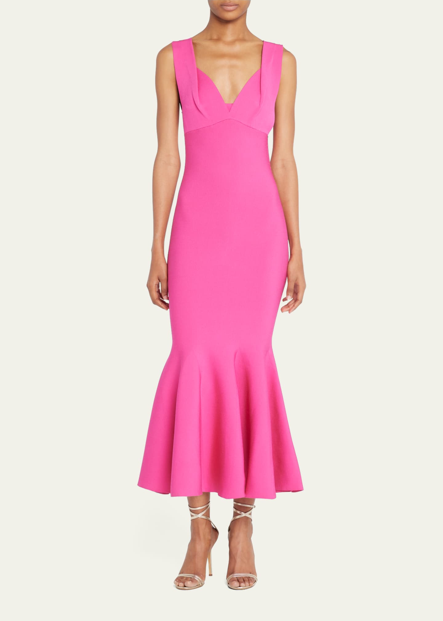 Roland Mouret Knit Midi Dress w/ Fluted Hem - Bergdorf Goodman