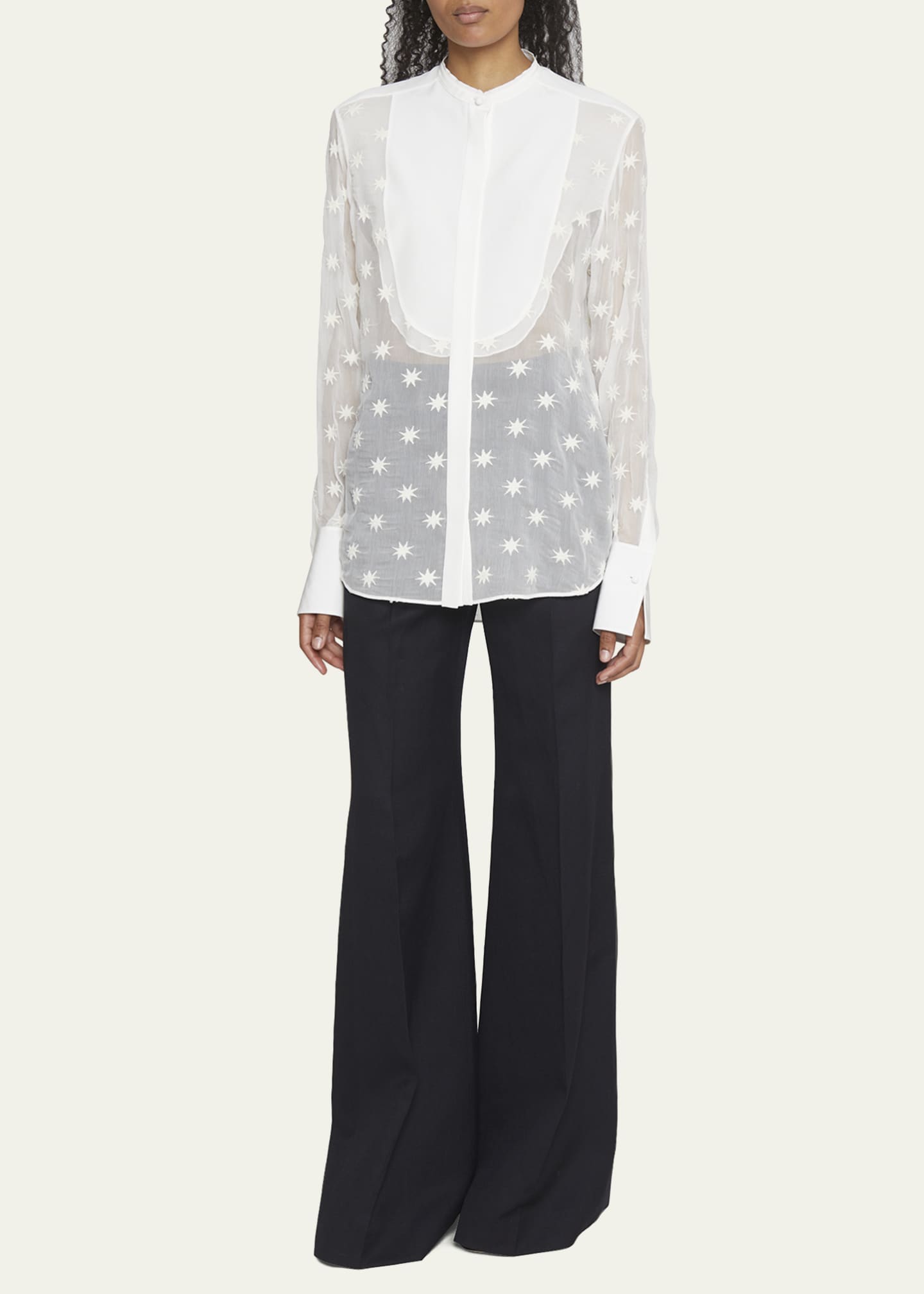 Chloe Embroidered Bib Blouse - Bergdorf Goodman