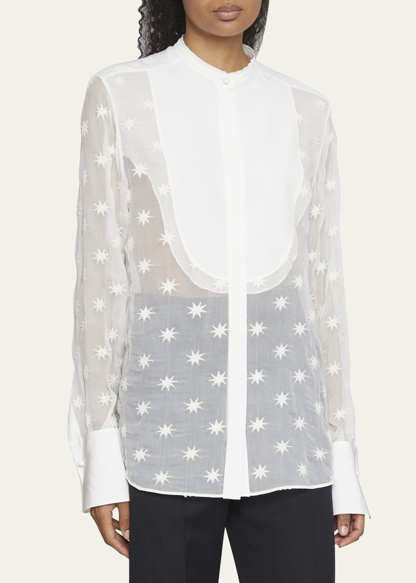 Chloe Embroidered Bib Blouse - Bergdorf Goodman