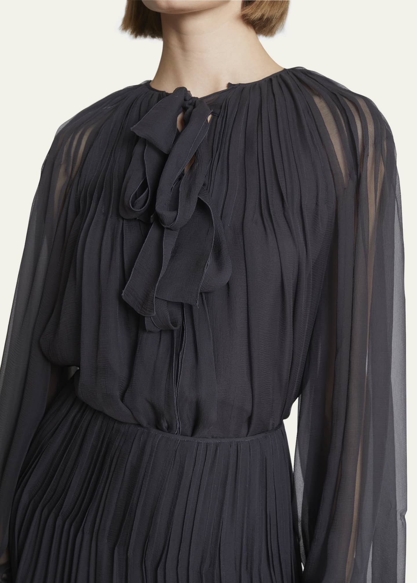 Chloe Pleated Self Tie Silk Blouse Bergdorf Goodman