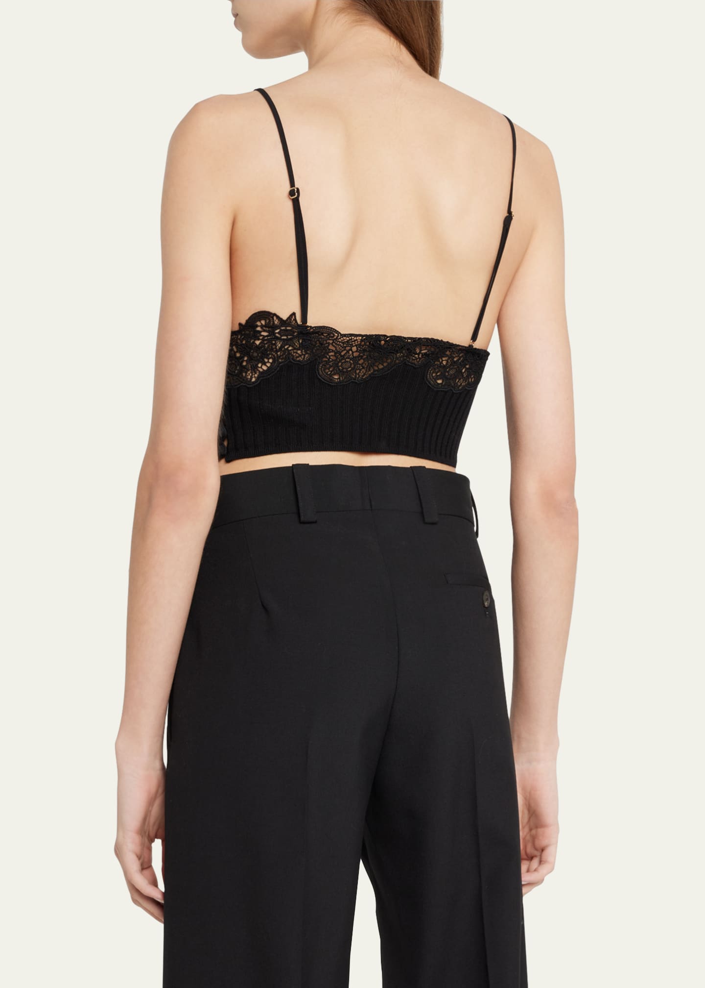 Chloe Cropped Crepe Bustier Top with Lace Detail - Bergdorf Goodman