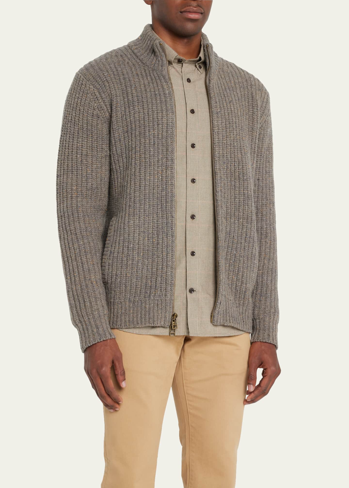 TAYLOR STITCH Men's Full-Zip Fisherman's Rib Sweater - Bergdorf Goodman