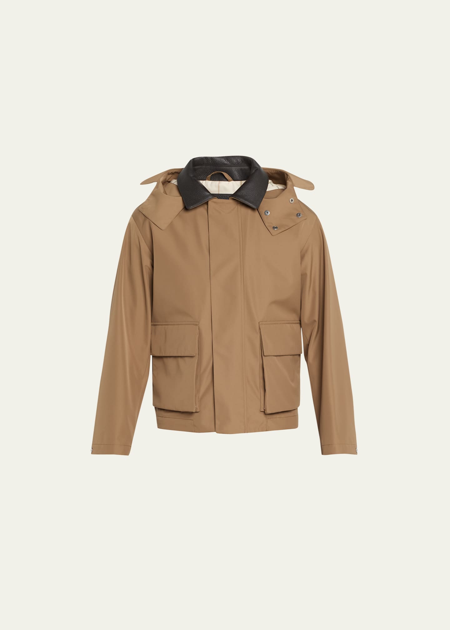 Loro Piana Men's Horsey Utility Jacket with Leather Trim - Bergdorf Goodman