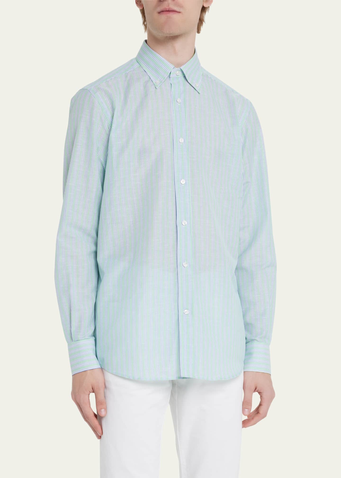 Camiceria Landini Men's Cotton-Linen Stripe Sport Shirt - Bergdorf Goodman
