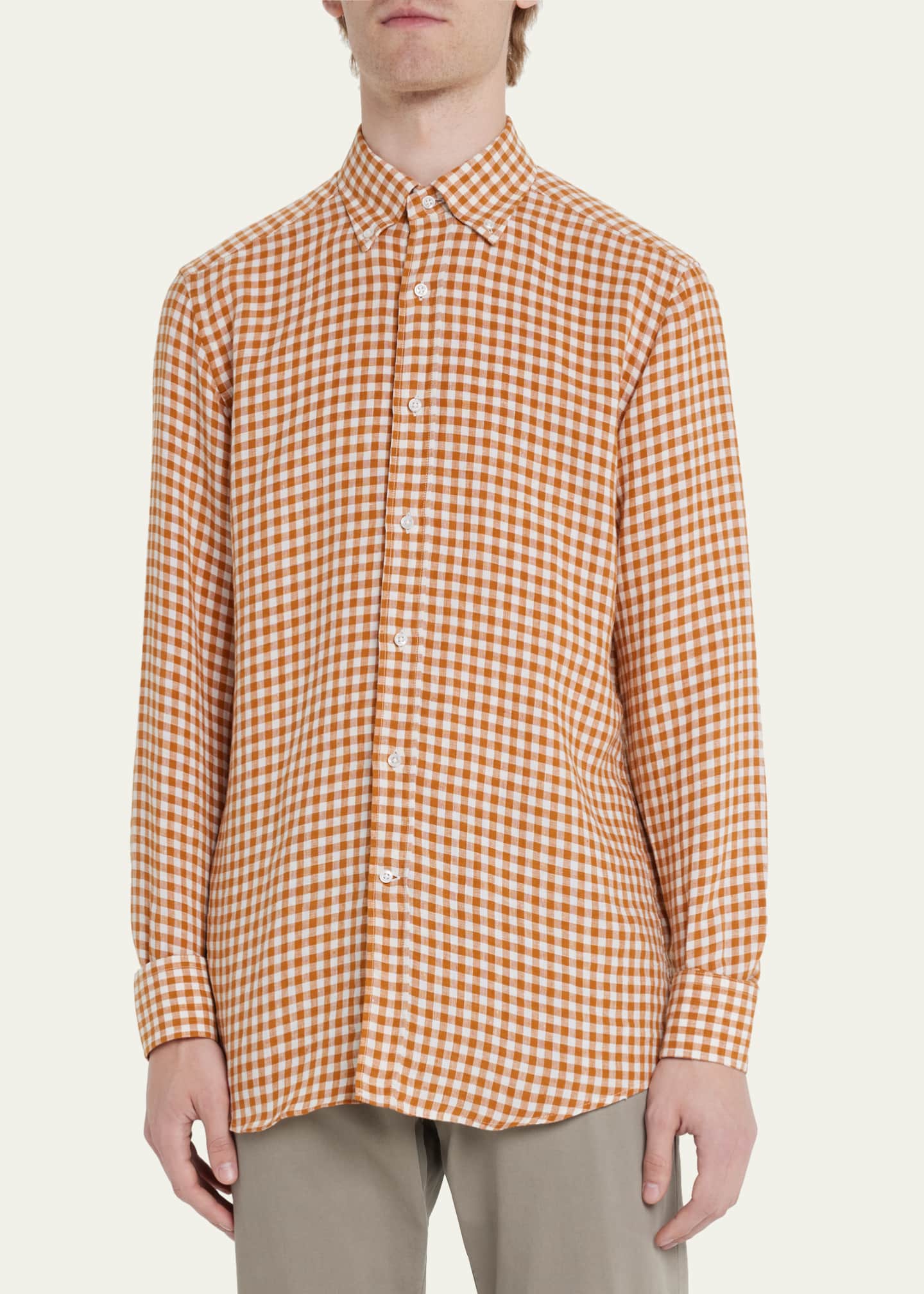 Camiceria Landini Men's Linen Check Sport Shirt - Bergdorf Goodman