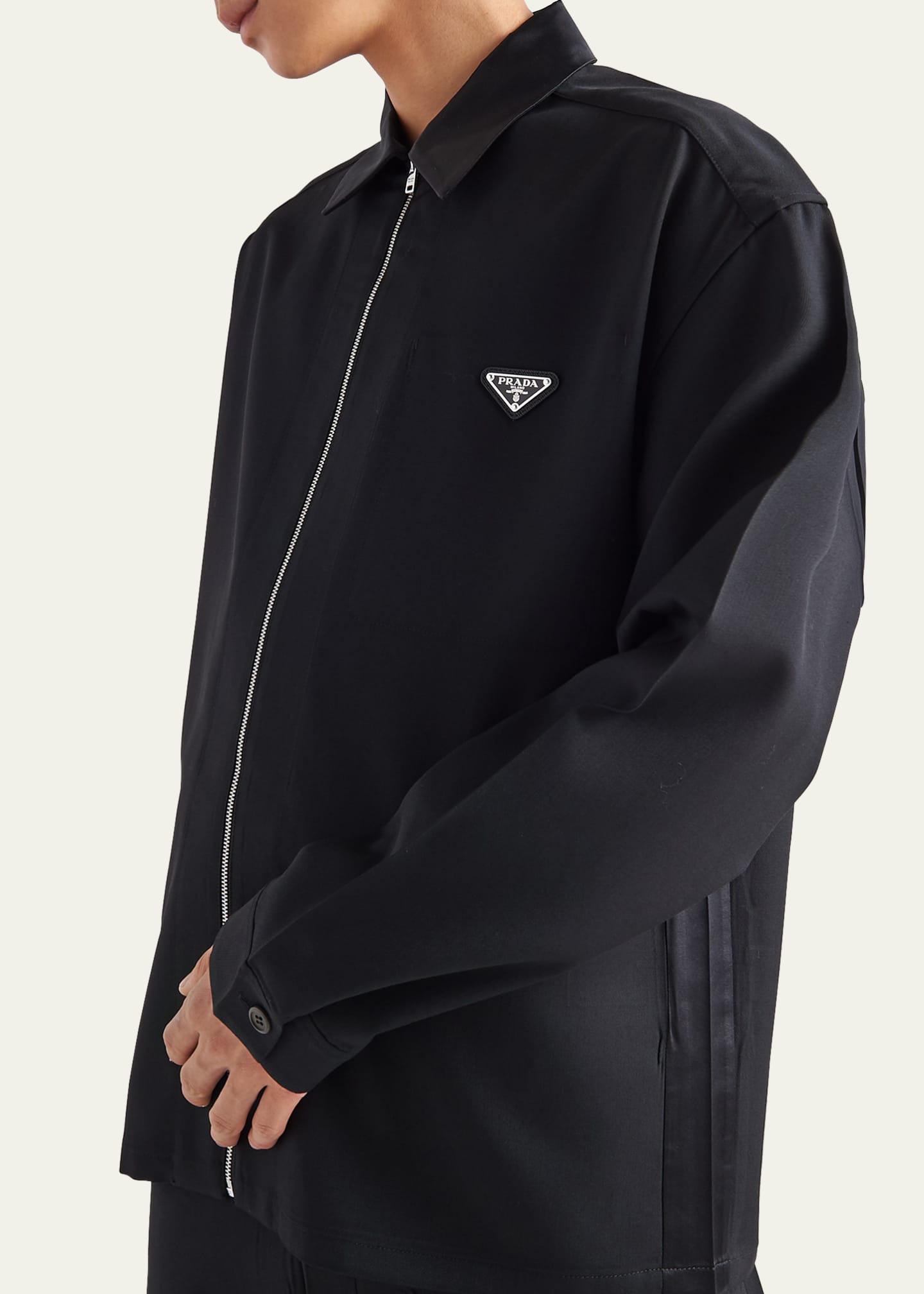Prada Men's Full-Zip Gabardine Overshirt - Bergdorf Goodman