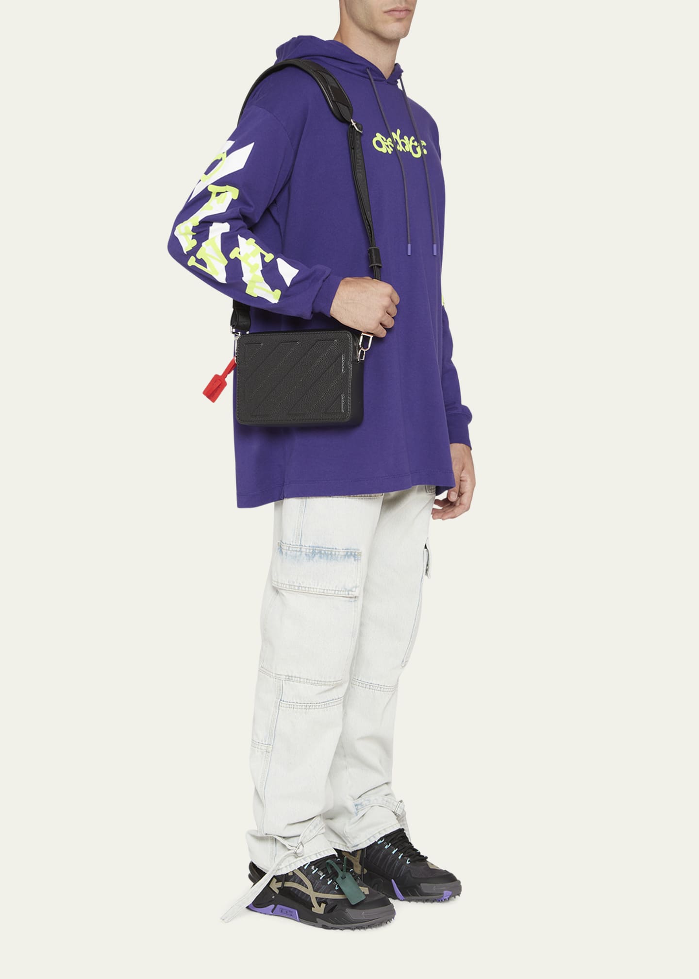 Off-White Men's Binder Leather Crossbody Bag - Bergdorf Goodman