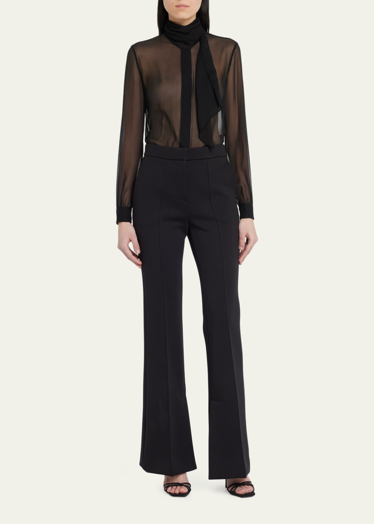 Saint Laurent Sheer Tie-Neck Blouse - Bergdorf Goodman