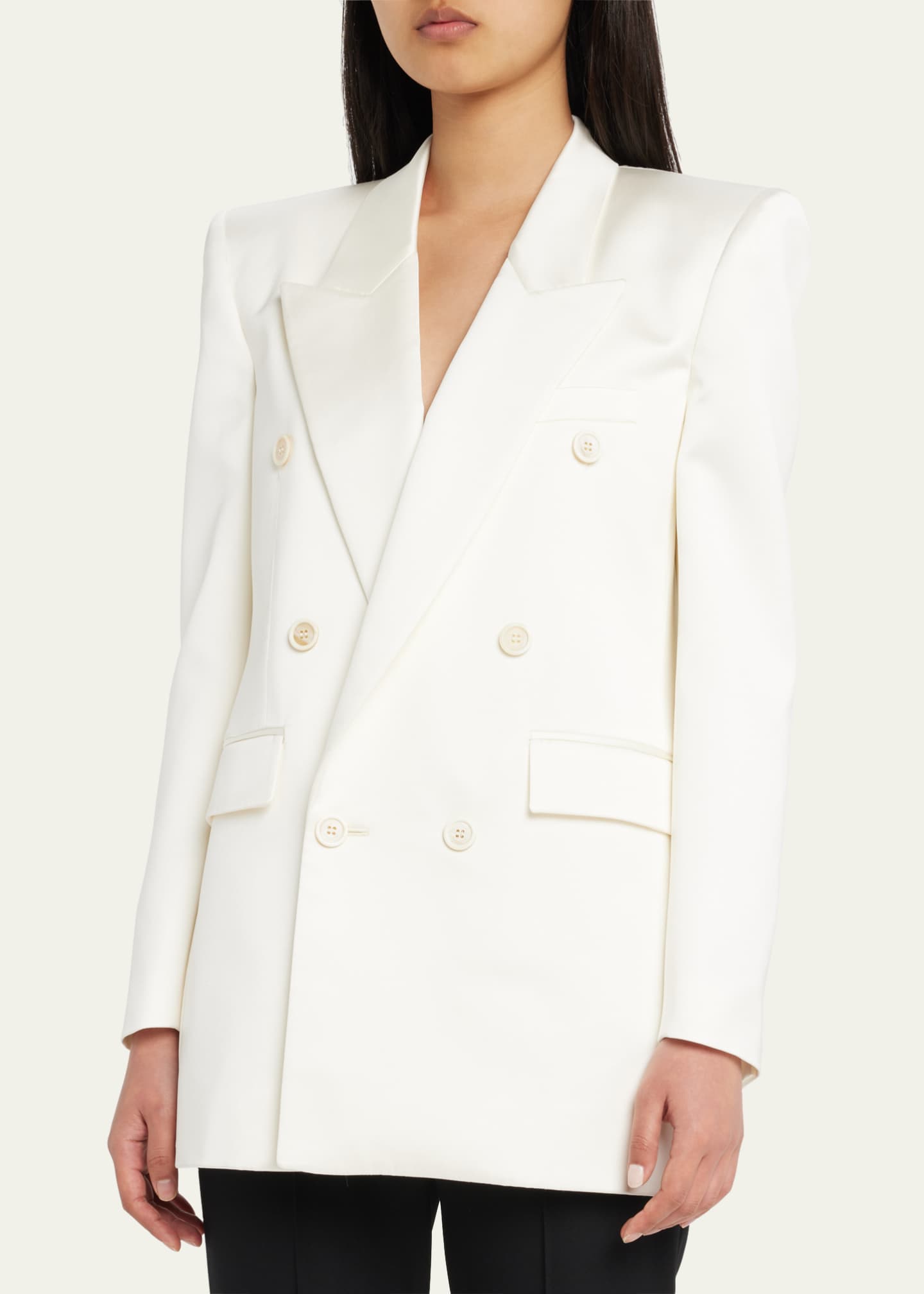 Saint Laurent Silk Tuxedo Jacket with Padded Shoulders - Bergdorf Goodman